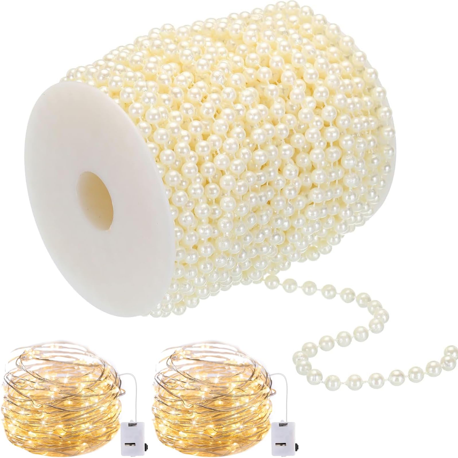 Amazon.com: 6mm/40ft String of Pearls with Fairy Lights, Pearl Garland ...