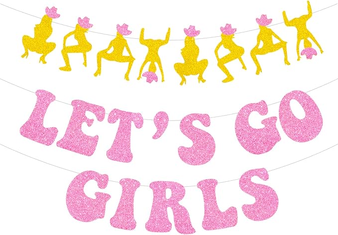 Amazon.com: Pre-Strung Let’s Go Girls Banner Western Cowgirl ...