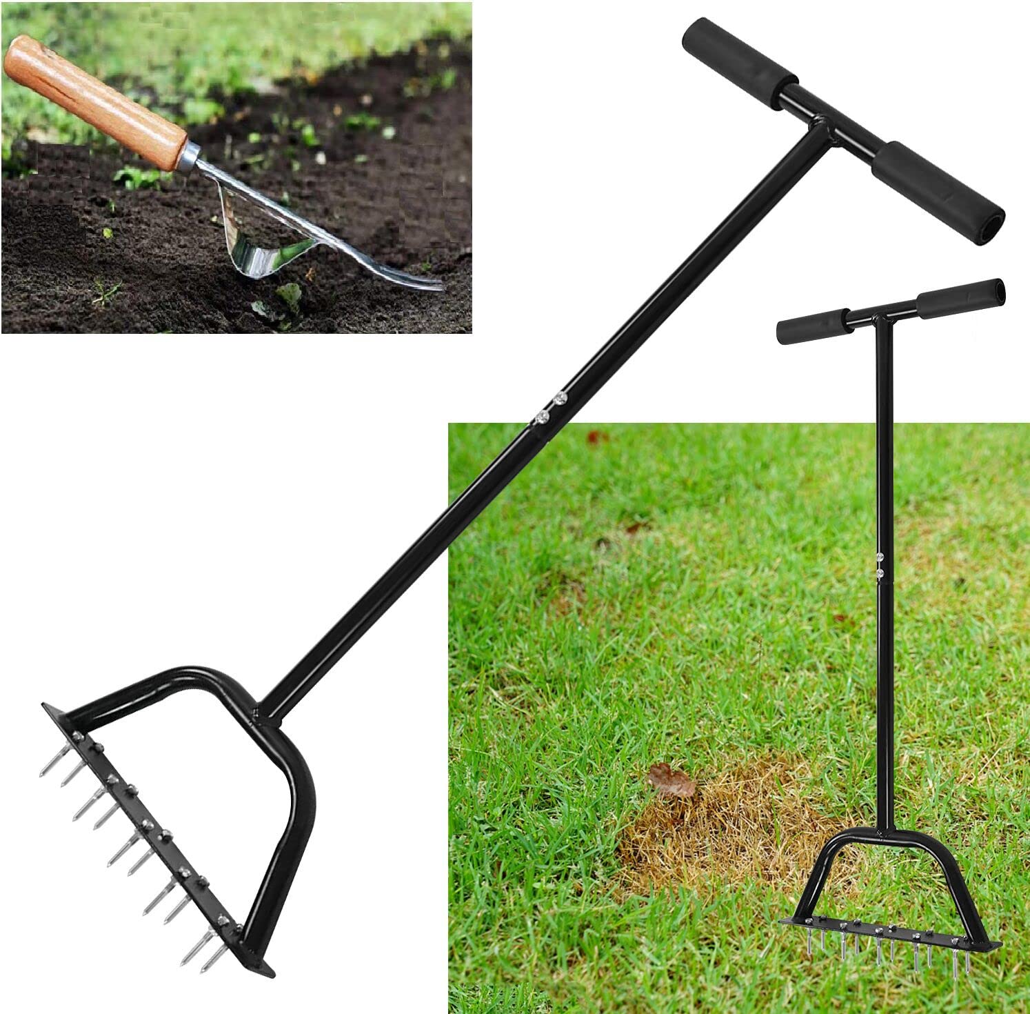 Buy Lawn Aerator, 10 Spikes Hand Lawn Aerator, Manual Soil Aerator and ...