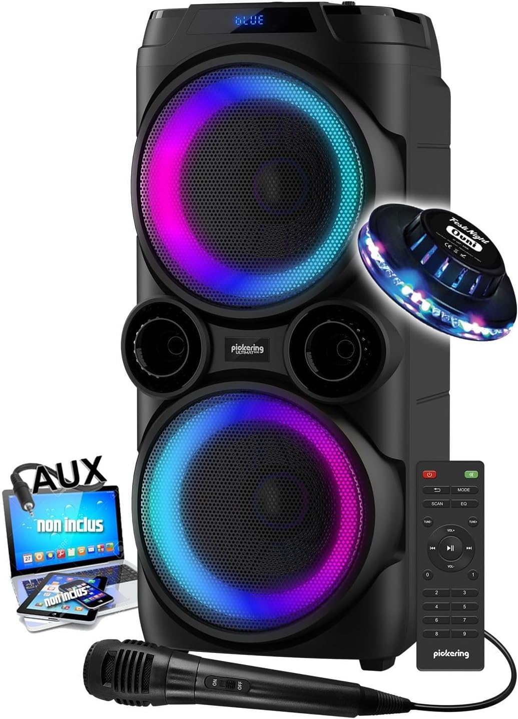 Enceinte DJ Mobile sur Batterie Pickering ULTIMAT 500W, Boomers 25cm à ...