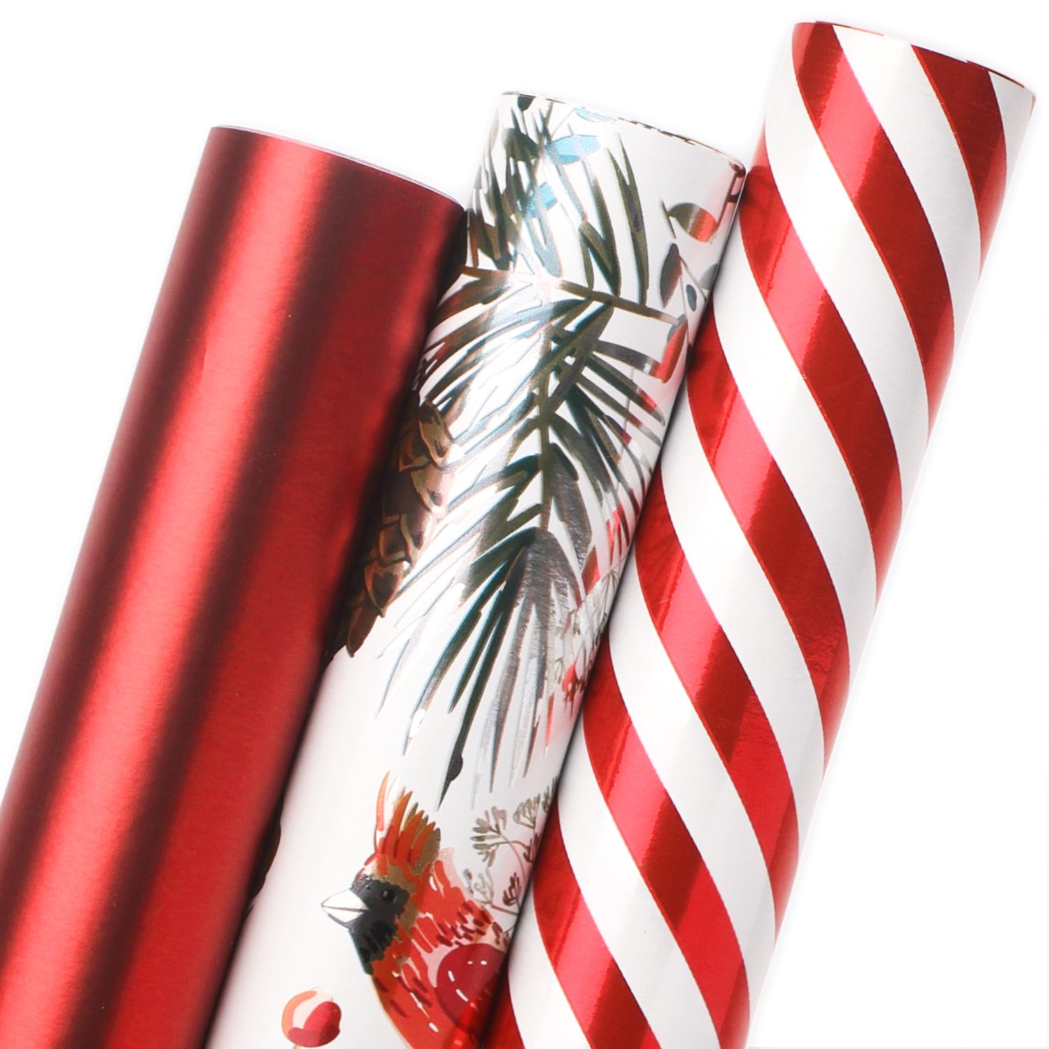 Amazon.com: Ribbli Christmas Wrapping Paper 3 Rolls Red White Gift ...