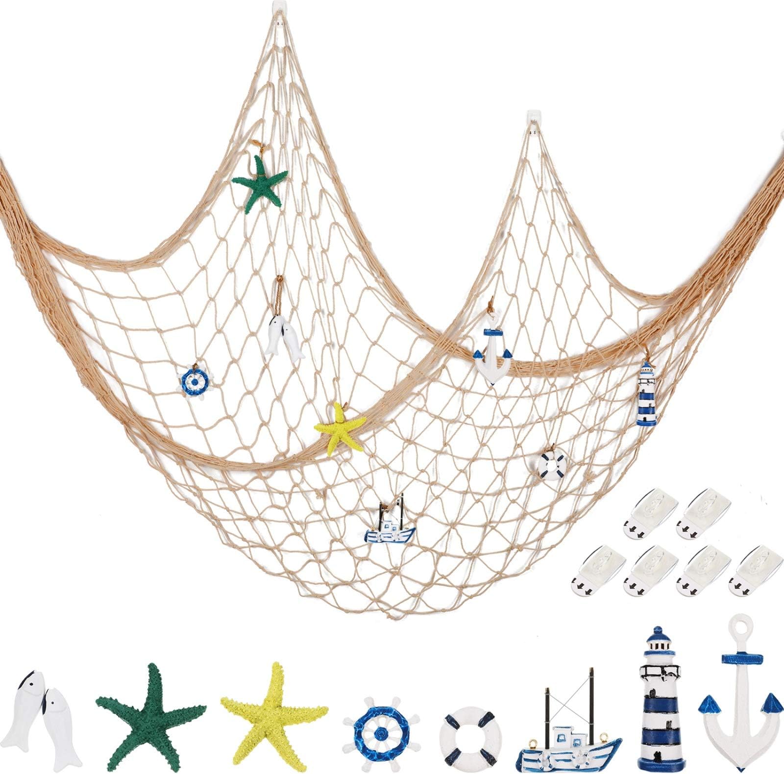 Amazon.com: Bom Bom Tree Decorative Fish Net, Mediterranean Style ...