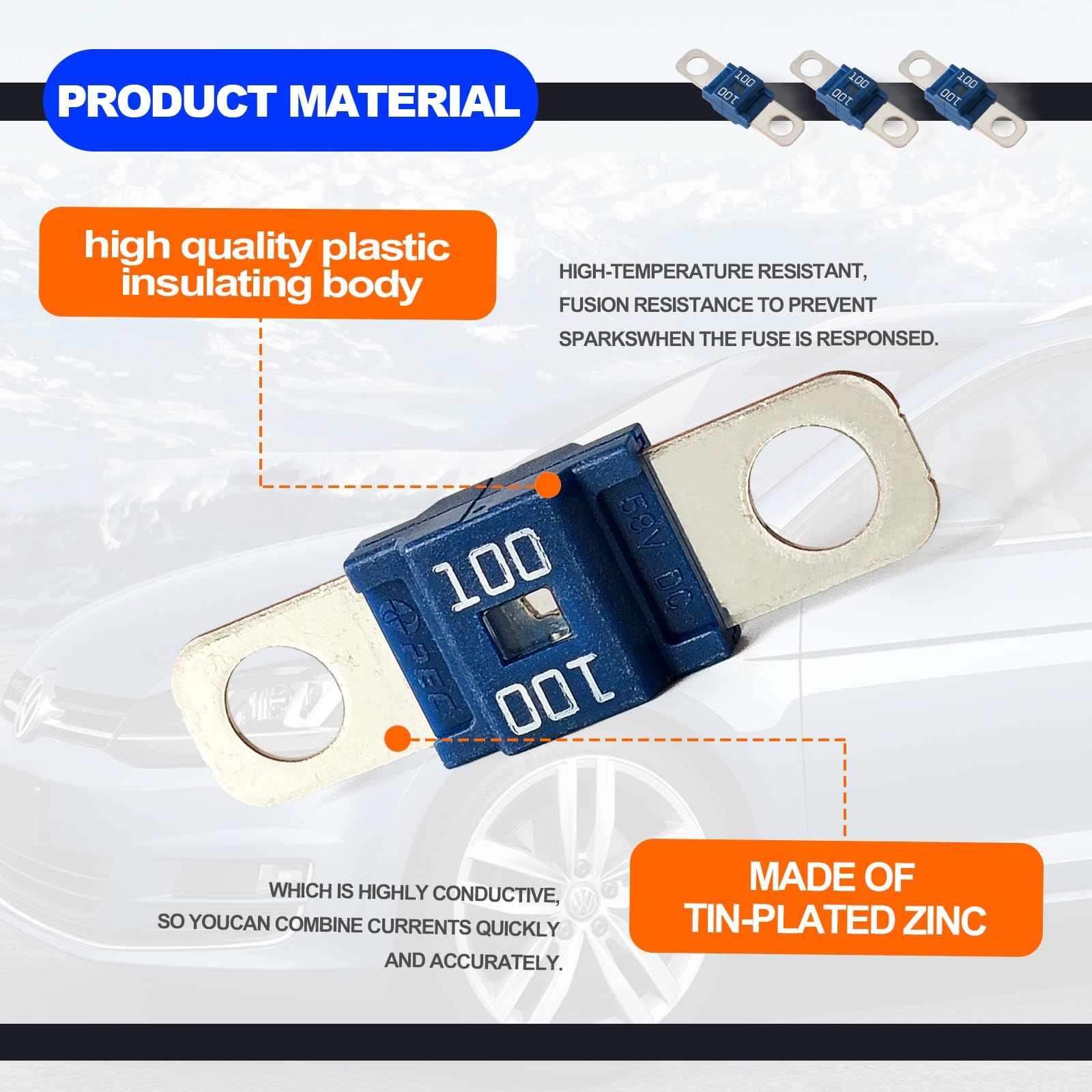 Snapklik.com : 3PCS AMI/Midi Fuse, High Current 100A, For Cars, Buses ...