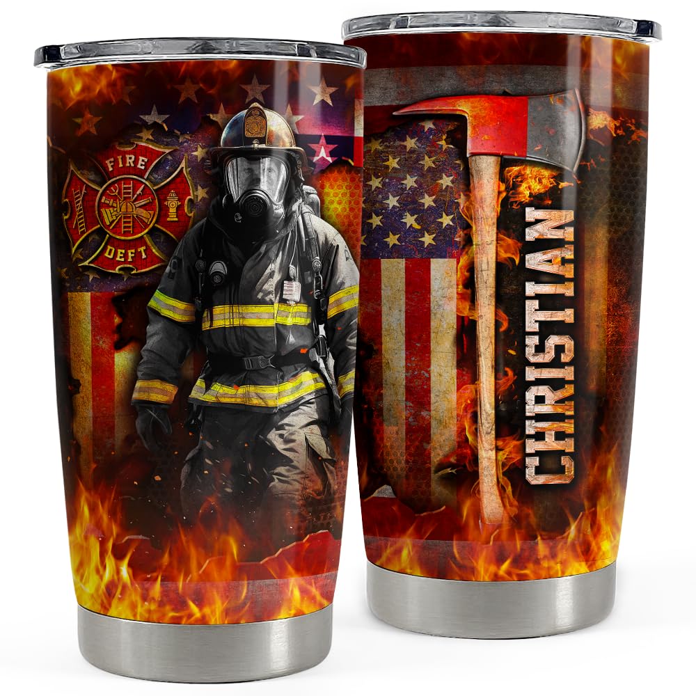Amazon.com | Personalized Firefighter Tumbler Custom Fire Fighter ...