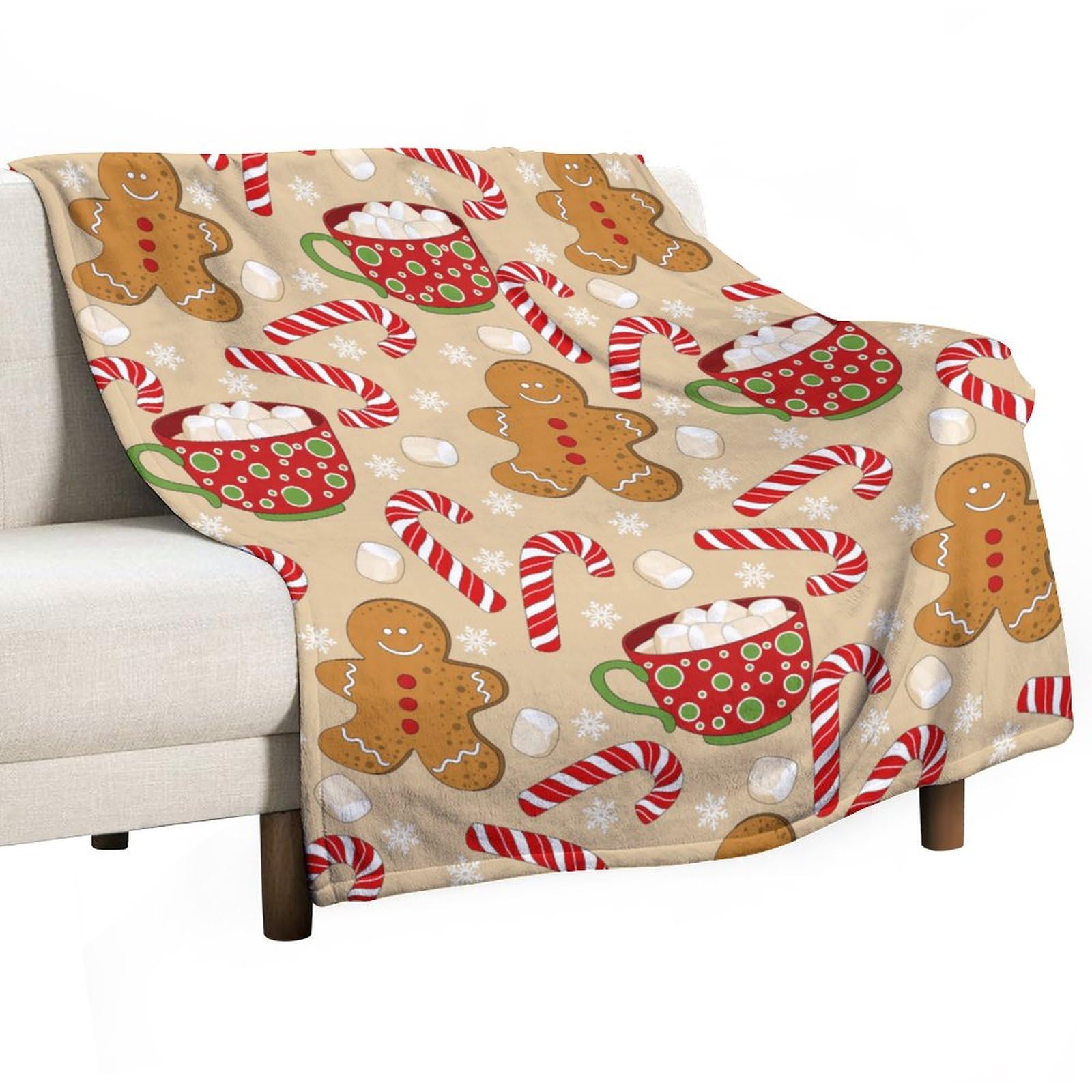 Amazon.com: MEIKKO Cute Christmas Gingerbread Throw Blanket Soft Warm ...