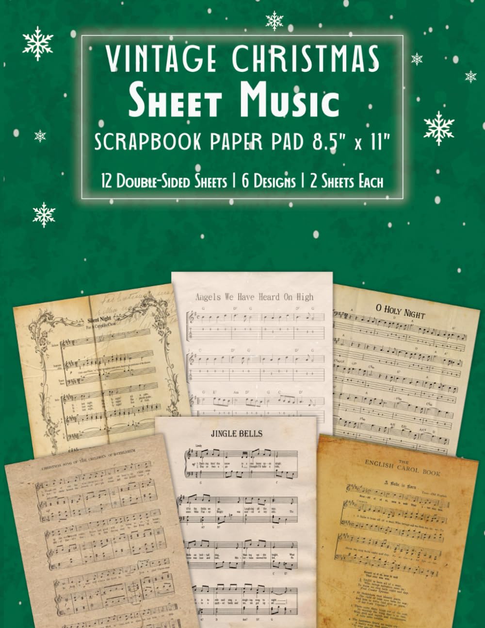 Vintage Christmas Sheet Music Scrapbook Paper Pad 8.5” x 11”: Old ...
