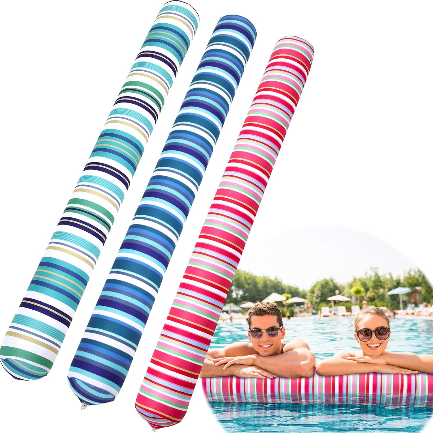 Amazon.com: WinnerWhy 3 Pack Inflatable Swim Pool Noodle 54'' Large ...
