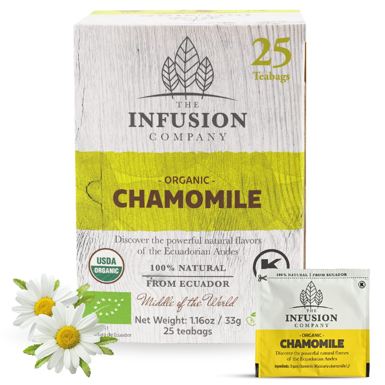 Amazon.com : Chamomile Organic Tea Bags - 25 Caffeine Free Tea Bags ...