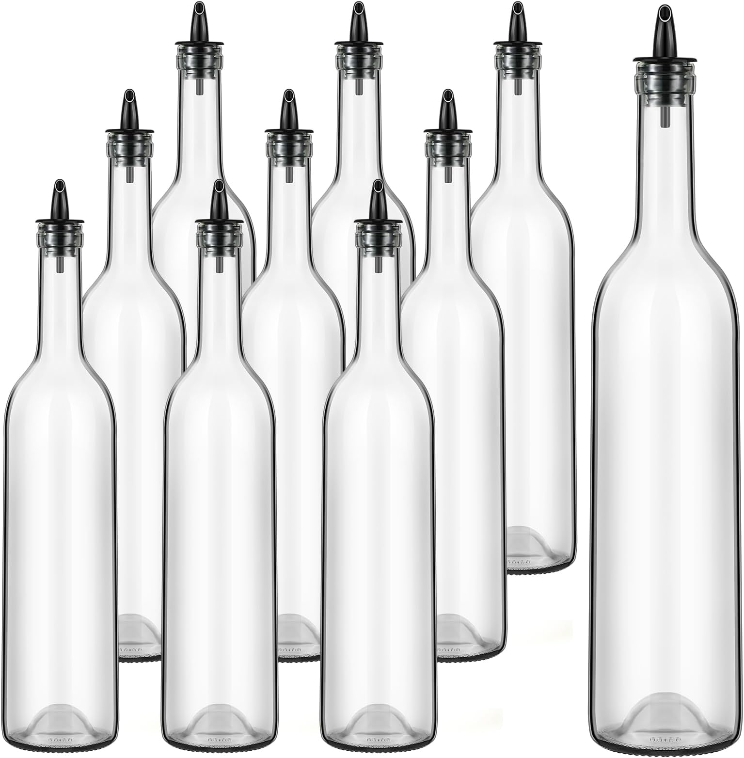Amazon.com: Maxdot 10 Pcs Long Neck Glass Bottles with Pourer Bordeaux ...