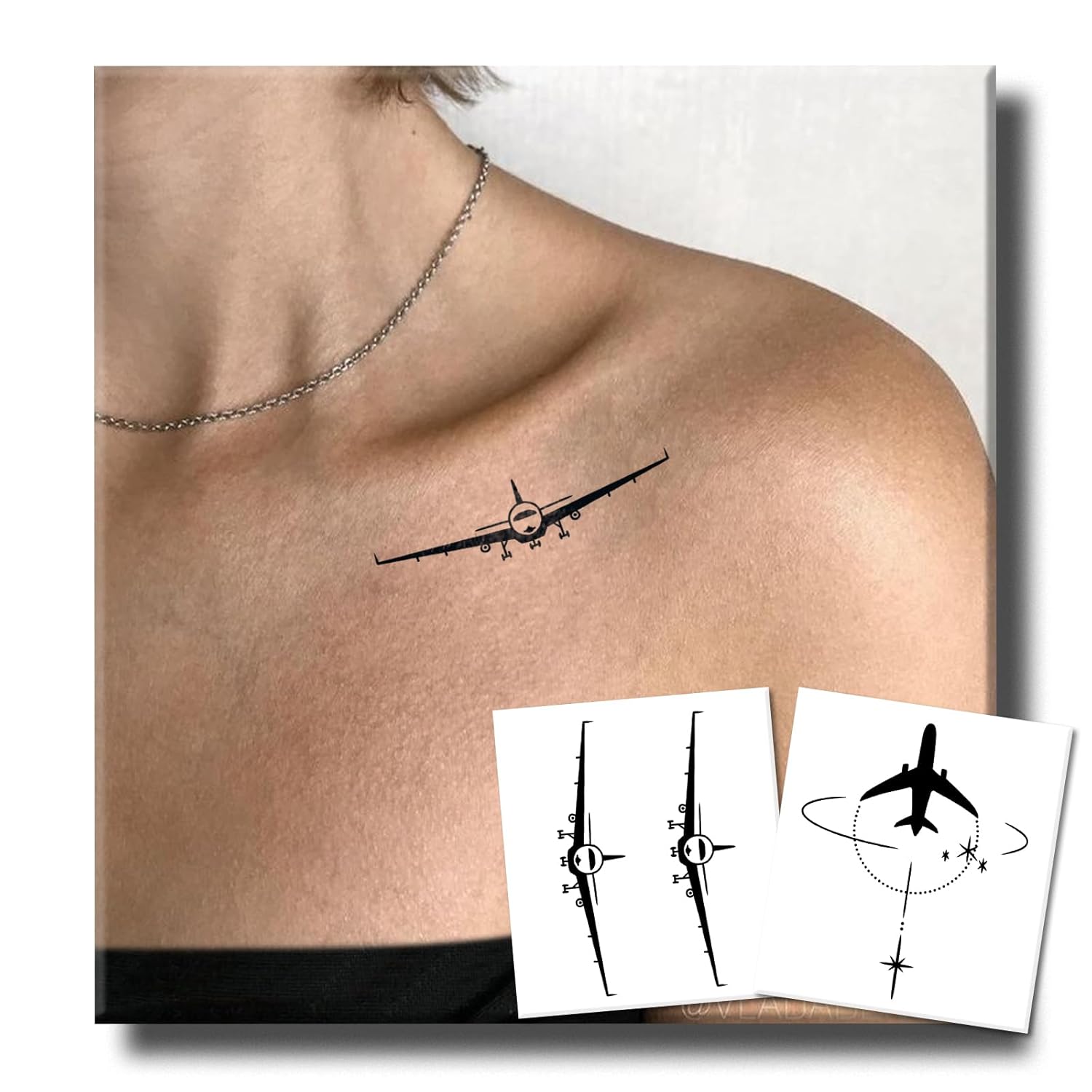 Amazon.com : UBICA Semi Permanent Tattoo, Fine Line Airplane & Flight ...