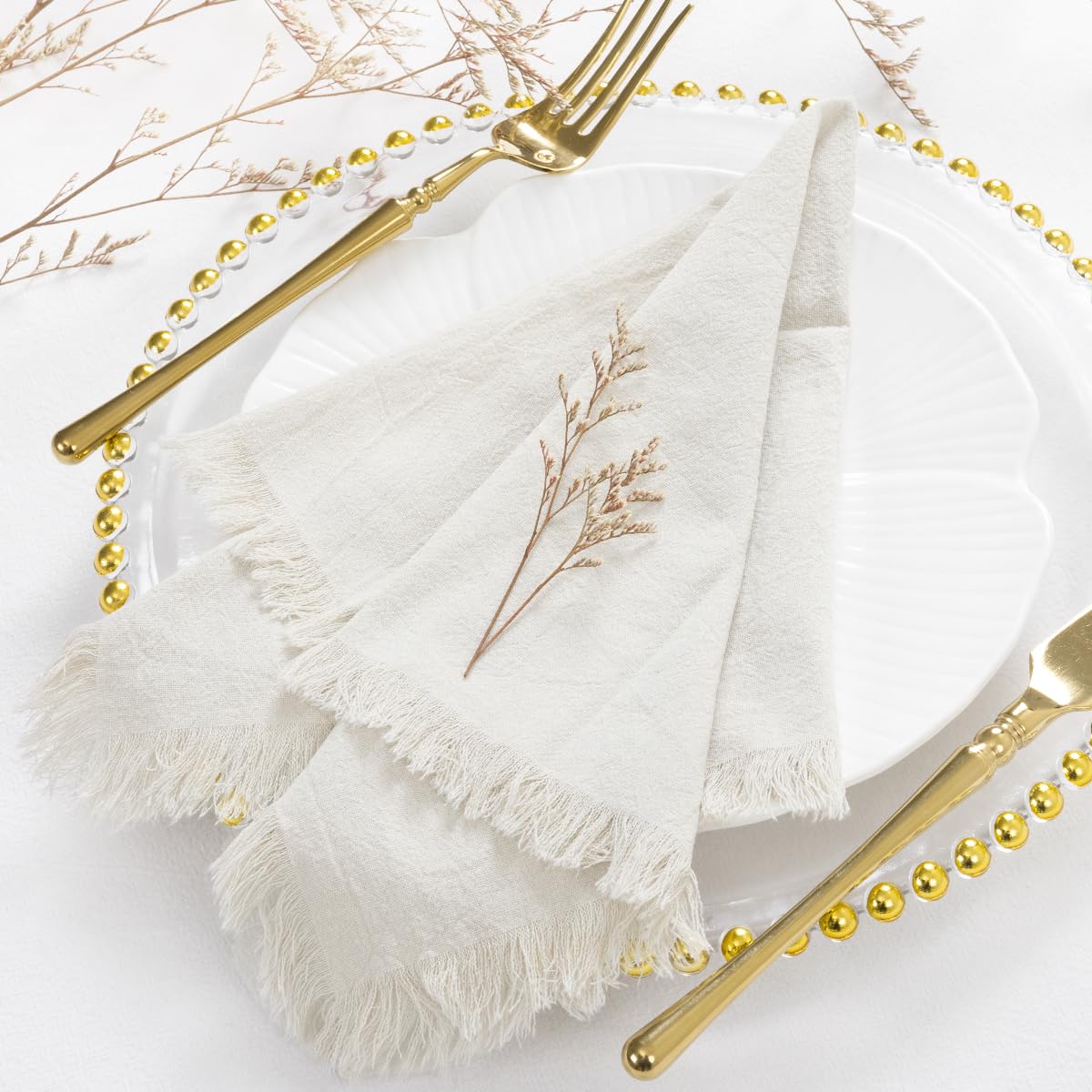 Amazon.com: Socomi Linen Napkins Beige Easter Spring Cloth Napkins Bulk ...