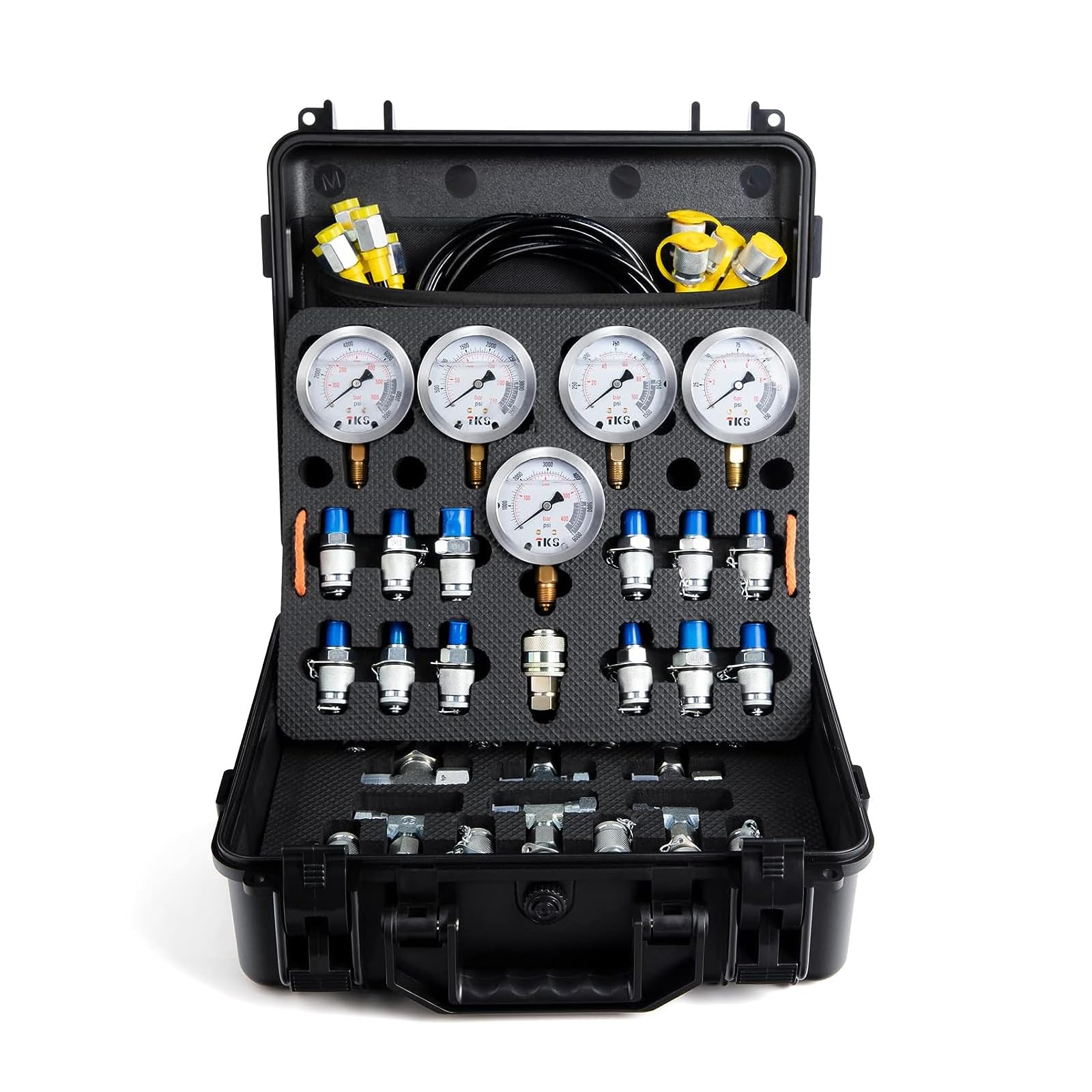 Amazon.com: Hydraulic Pressure Test Kit, 5 Pressure Gauges 5 Test Hoses ...