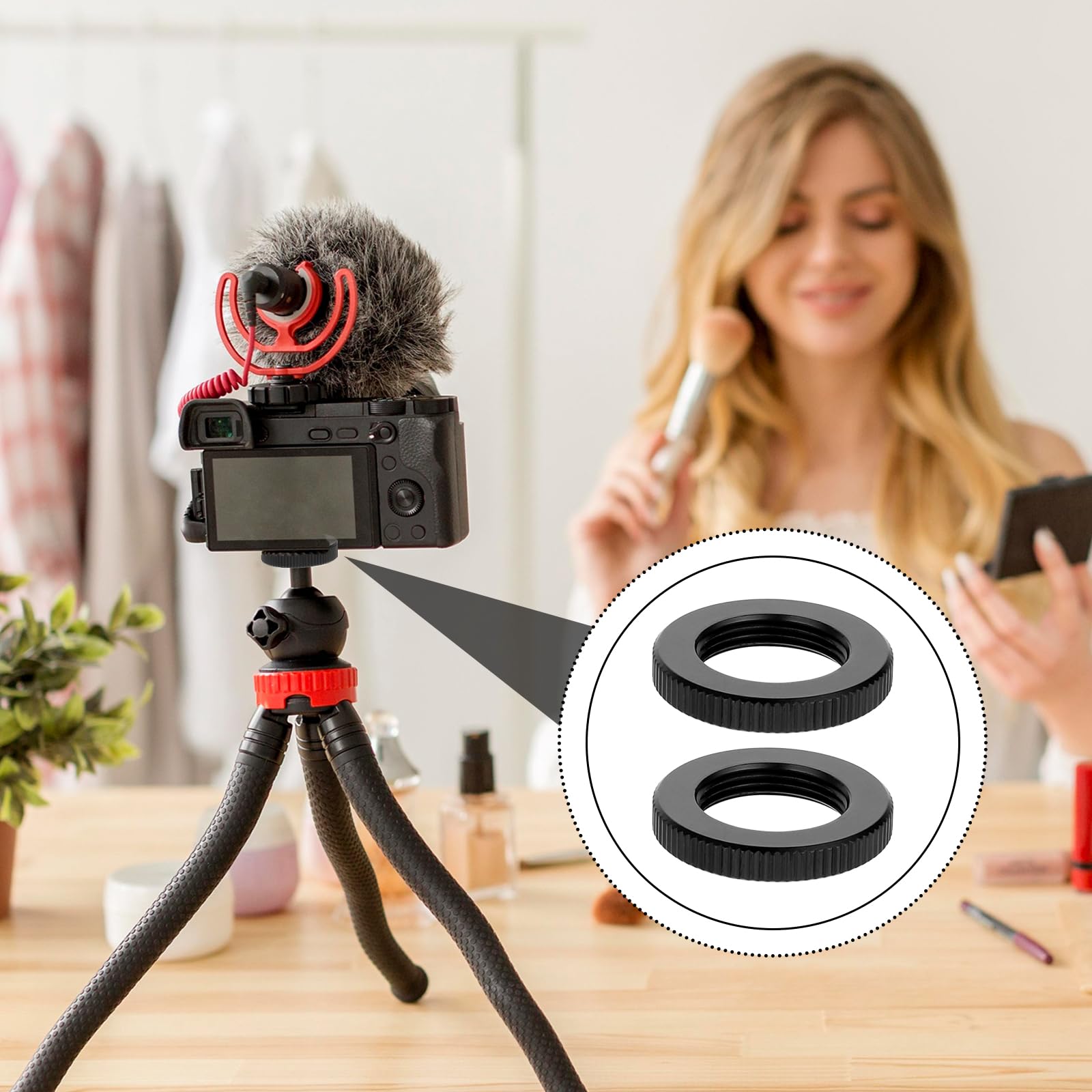 Snapklik.com : 4 Pcs Knurled Lock Microphone Stand Nut 5/8"-27 Double ...