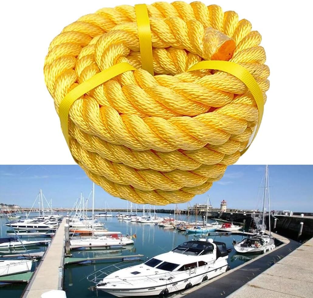 Boat Anchor Rope Yellow, 3 Strand Braided Marine Grade Dock Rope Lines ...