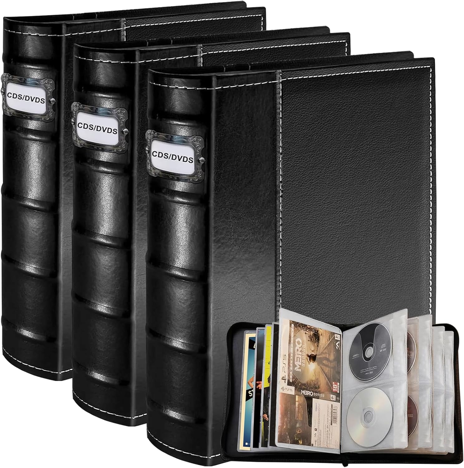 Amazon.com: PUTNATRUE CD DVD Storage Binder, 3 Pack 168 Capacity PU ...