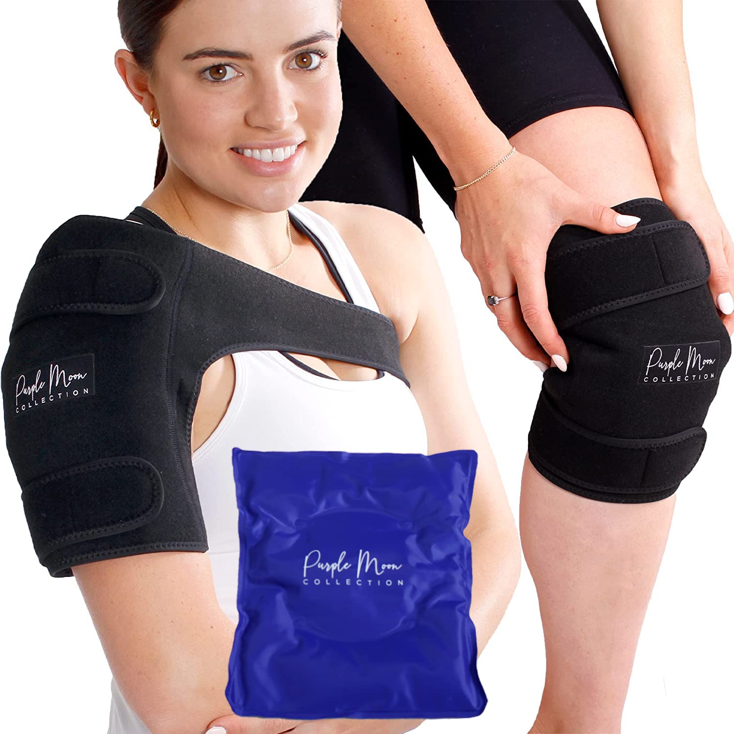 PMC Shoulder Brace Ice Pack & Knee Ice Pack Wrap for Pain & Injury ...