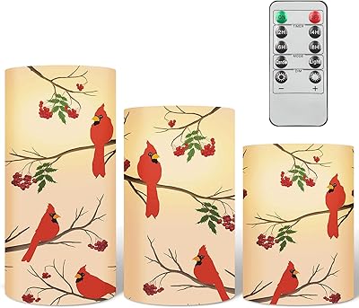 Amazon.com: Tiamon 4 Pcs Christmas Red Bird Candles LED Bird Theme ...