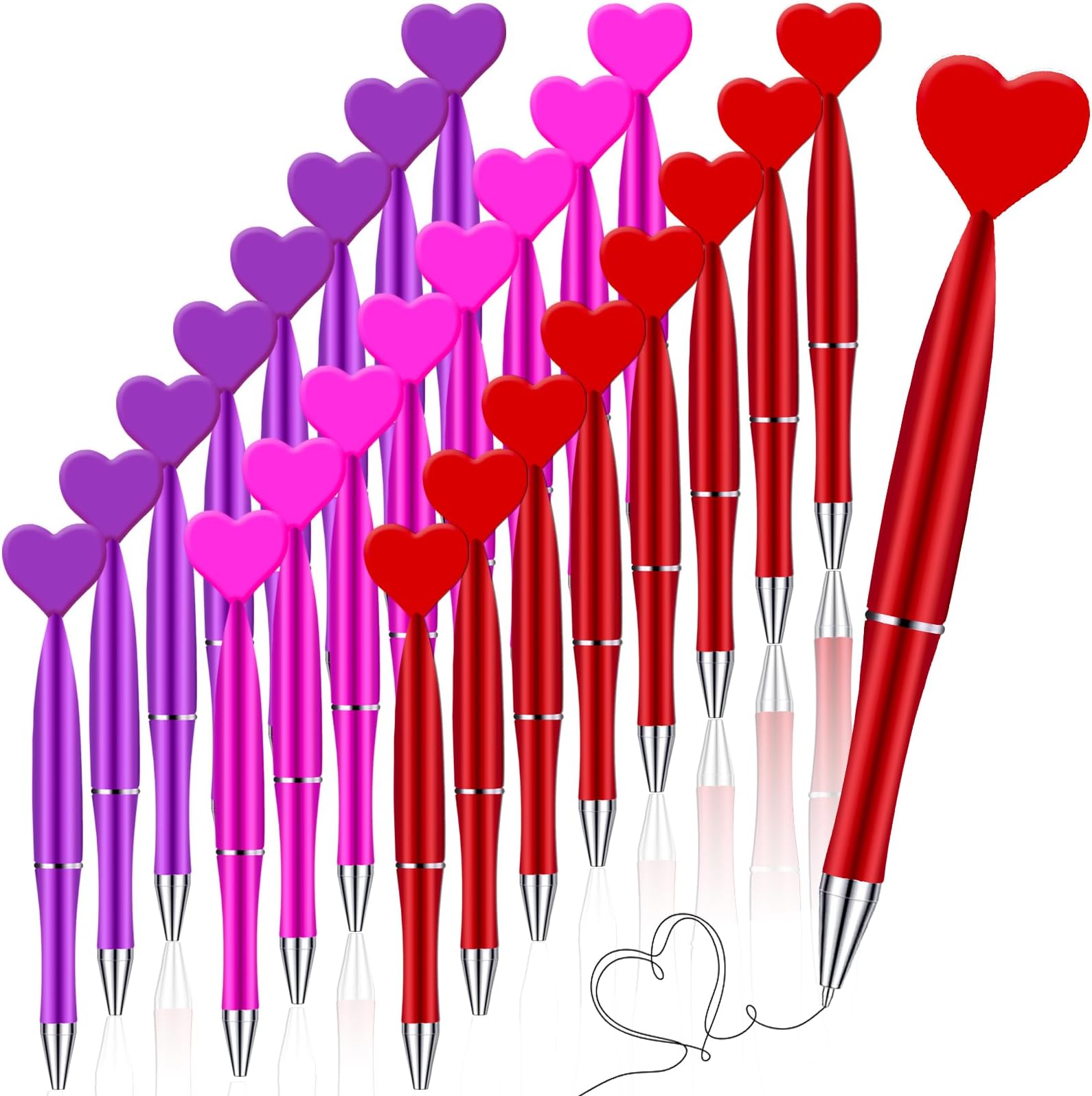 Amazon.com: Sherr Valentine's Day Heart Shaped Pens Bulk 1 mm Black Gel ...
