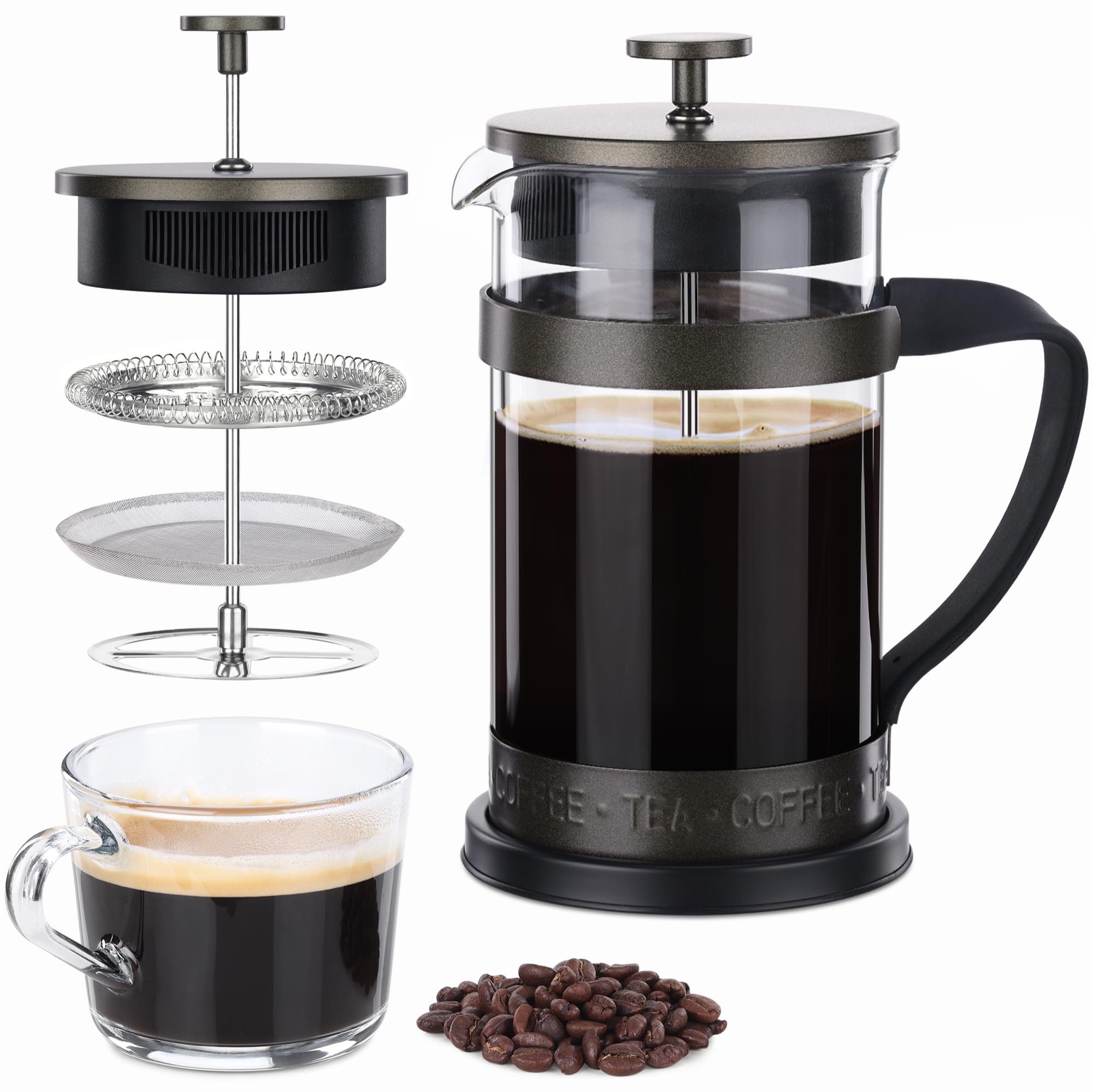Navaris French Press Coffee Maker - 1000ml 8 Cups Cafetiere Espresso ...