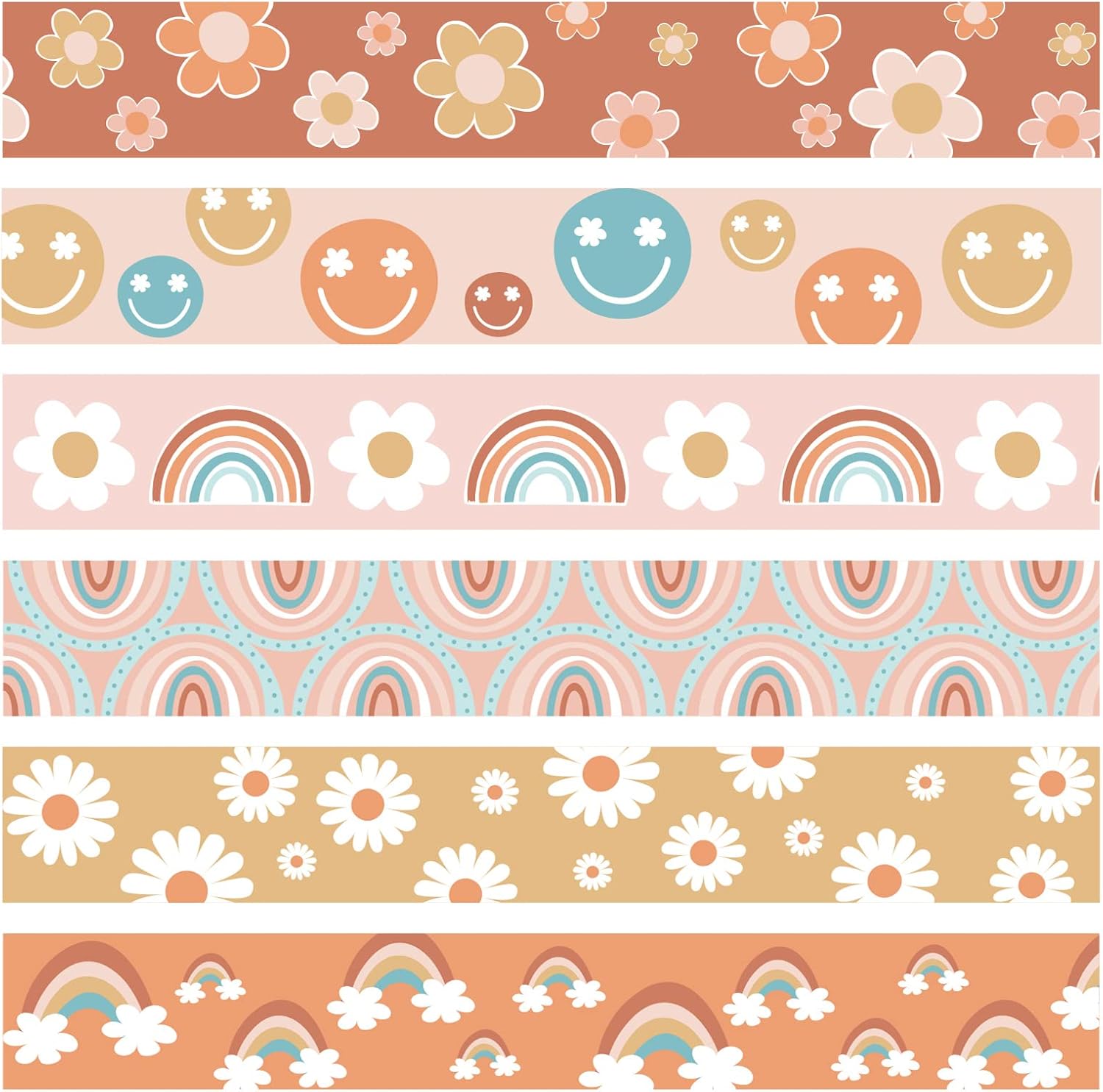 Amazon.com: 138Ft Groovy Bulletin Board Border Decorations Boho ...