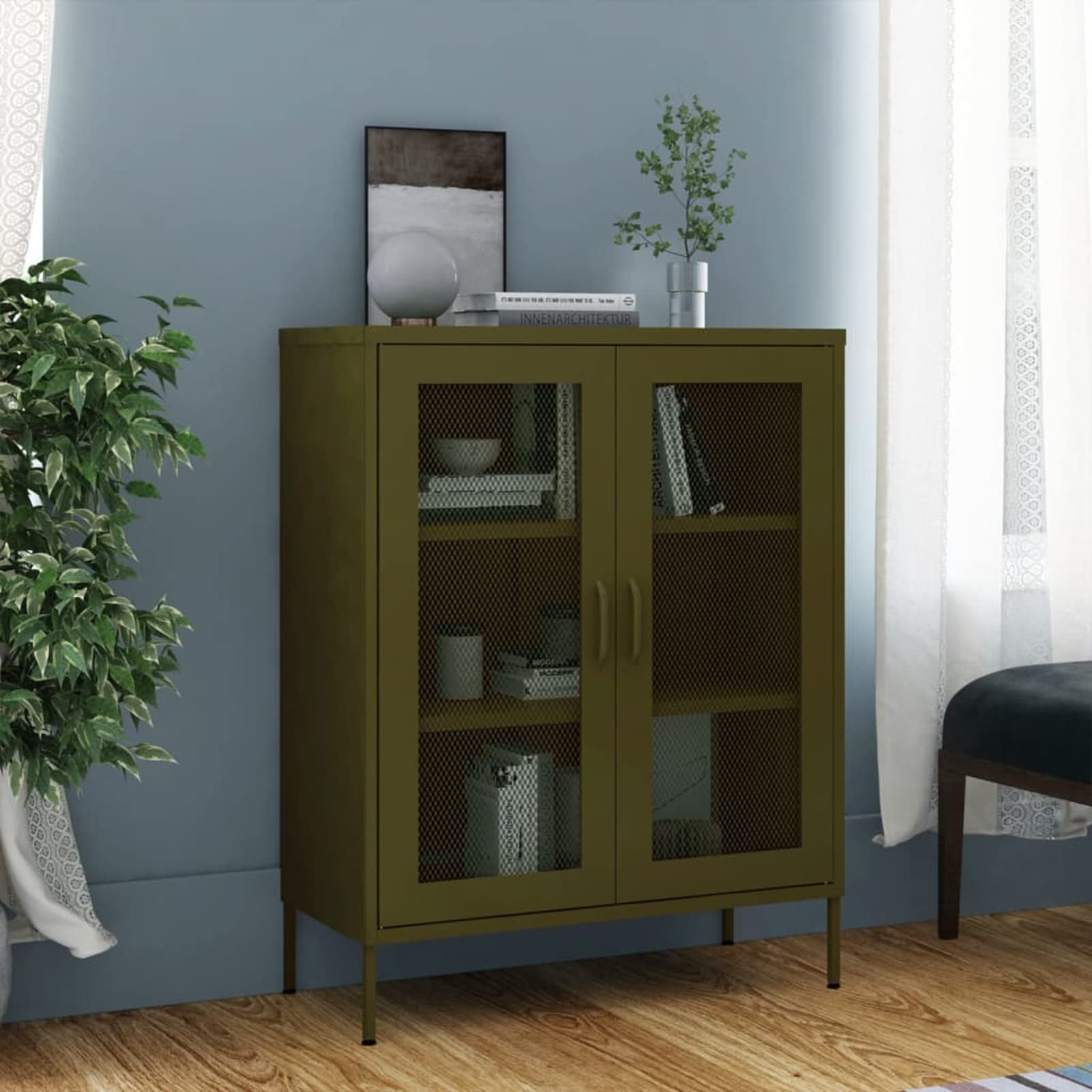 Amazon.com: Camerina Storage Cabinet Olive Green 31.5"x13.8"x40" Steel ...