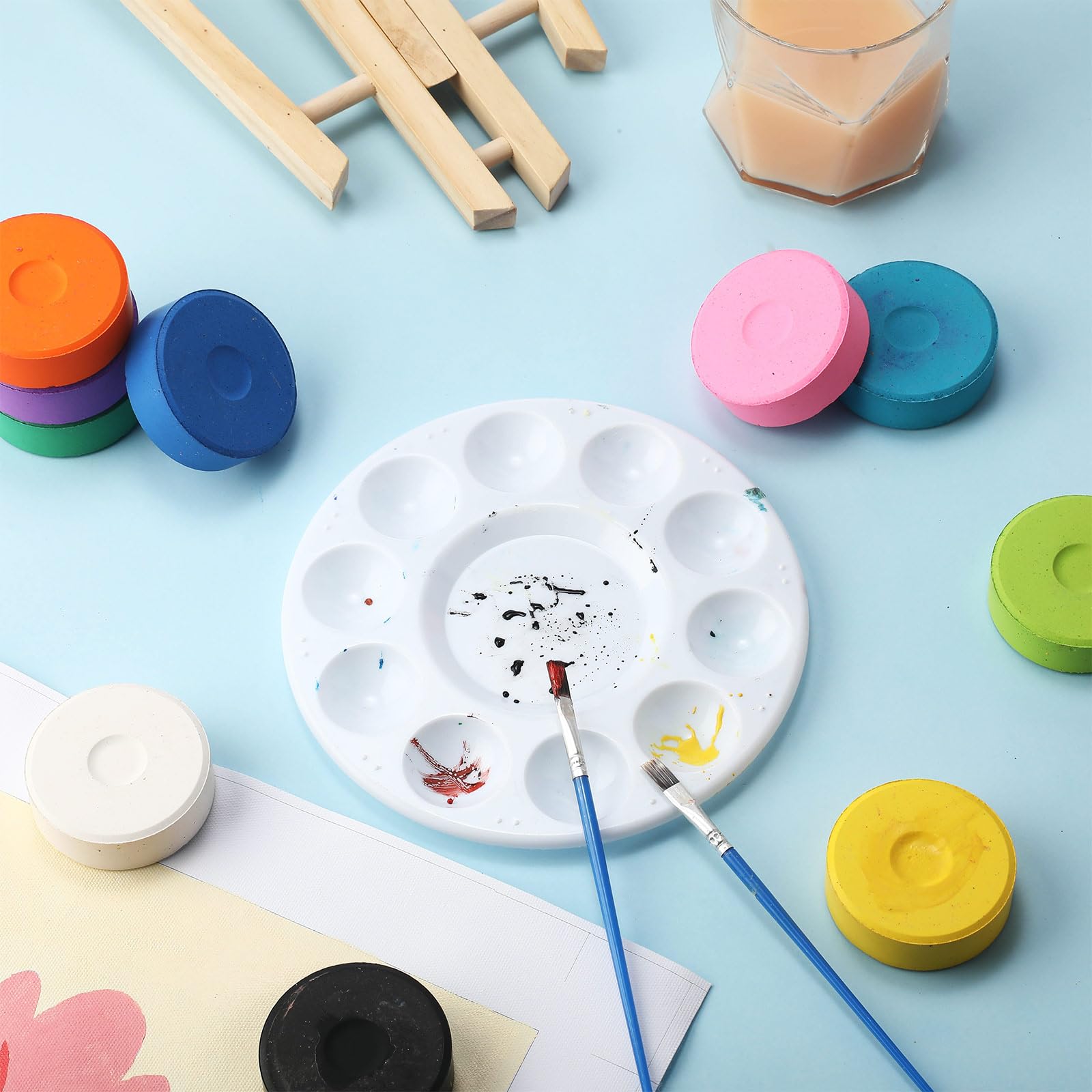 Snapklik.com : 60 Pcs Tempera Paint Cakes 12 Colors Large Washable Cake ...