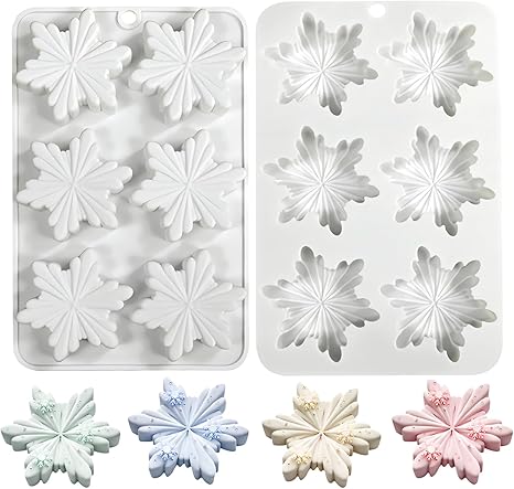 Amazon.com: Snowflake Silicone Molds, 2 PCS Winter Snowflake Soap Molds ...