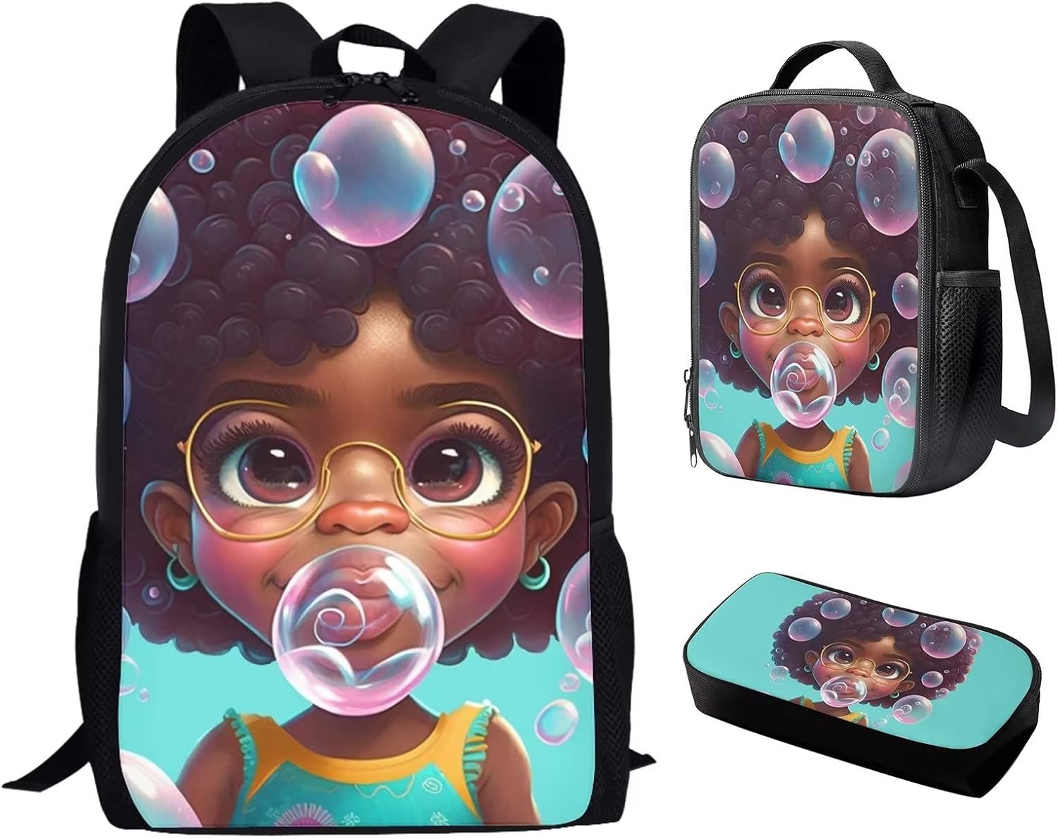 Amazon.com: BYCHECAR African Girl Bubble Blowing School Bags for Teen ...