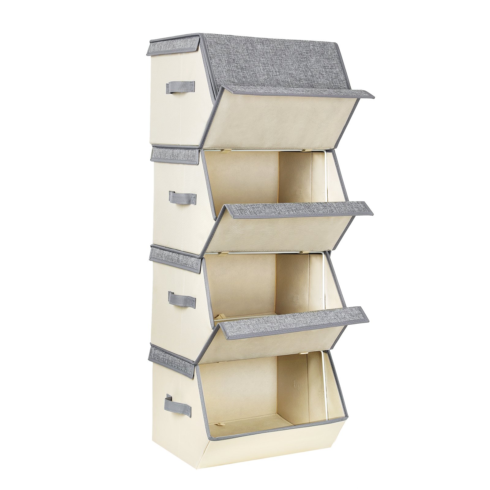 Buy SONGMICS Set of 4 Storage Boxes with Magnetic Hinged Lid, Stackable ...