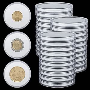 WEBEEDY 40 Pcs Round Coin Case with Adjustable Foam Gasket Coin ...