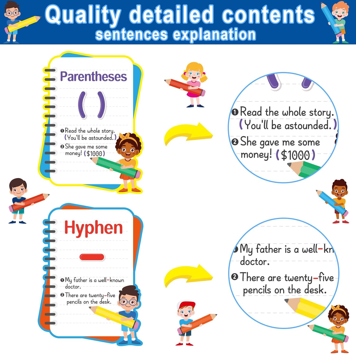 Buy 12 Pieces Punctuation Posters Bulletin Board Set Punctuation Chart ...