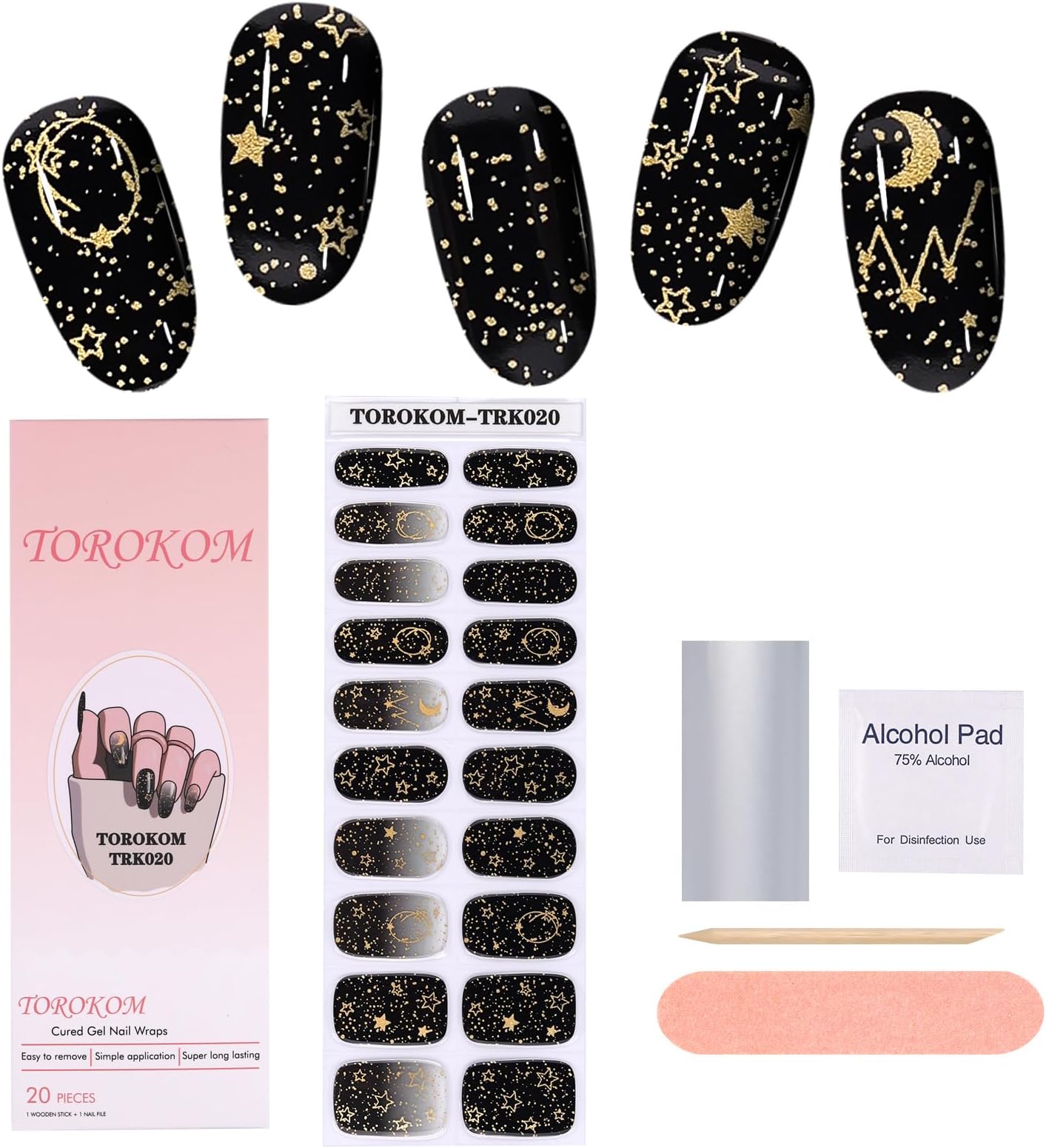 Amazon.com: JMEOWIO Semi Cured Gel Nail Strips Purple Gel Nail Stickers ...