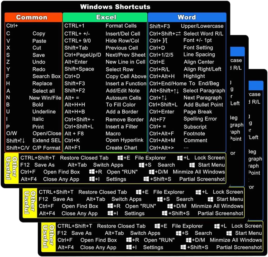 Amazon.com: Microsoft Windows + Word/Excel Quick Reference Guide ...