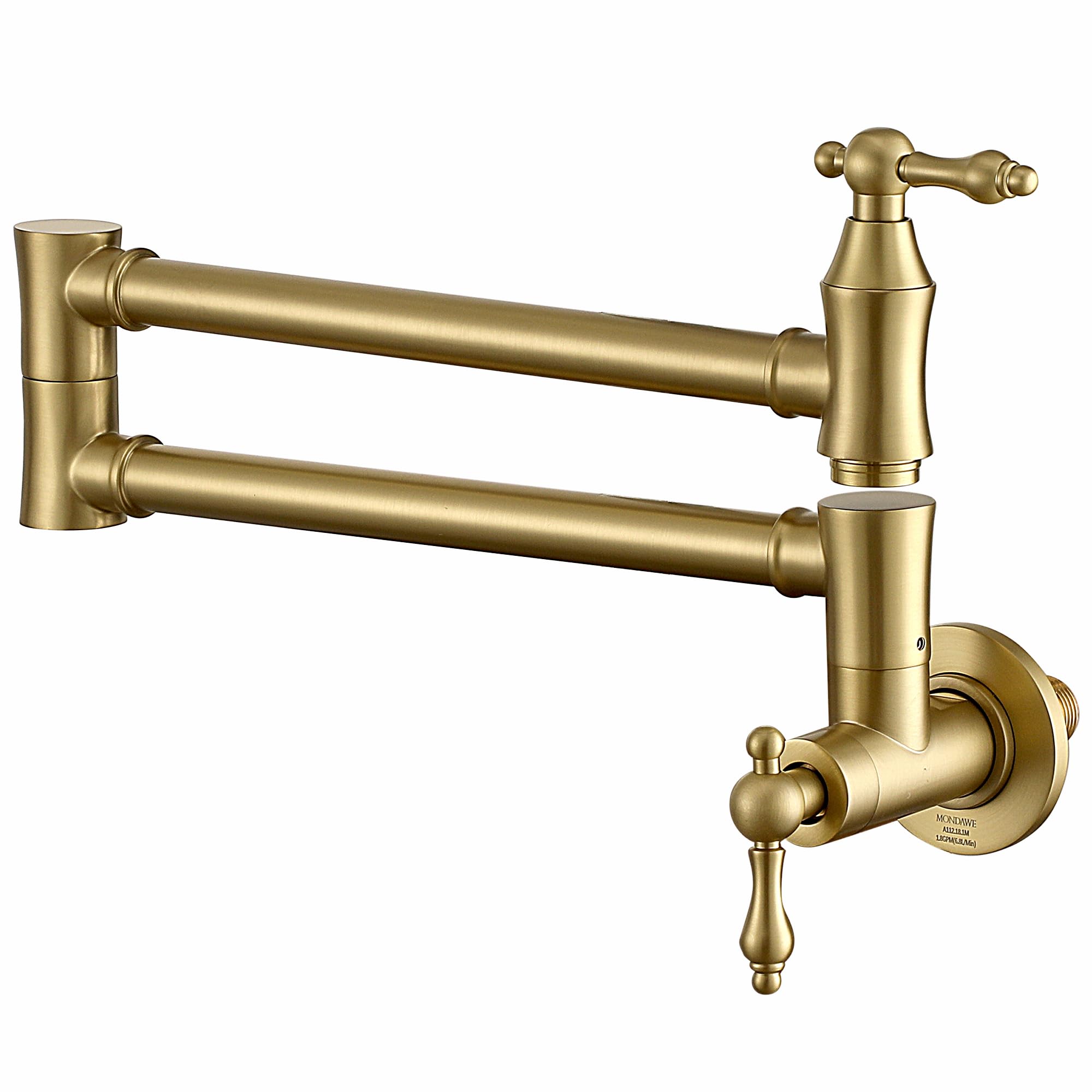 MONDAWE Brushed Gold Pot Filler Faucet, Wall Mount Stove Faucet, 2.2 ...