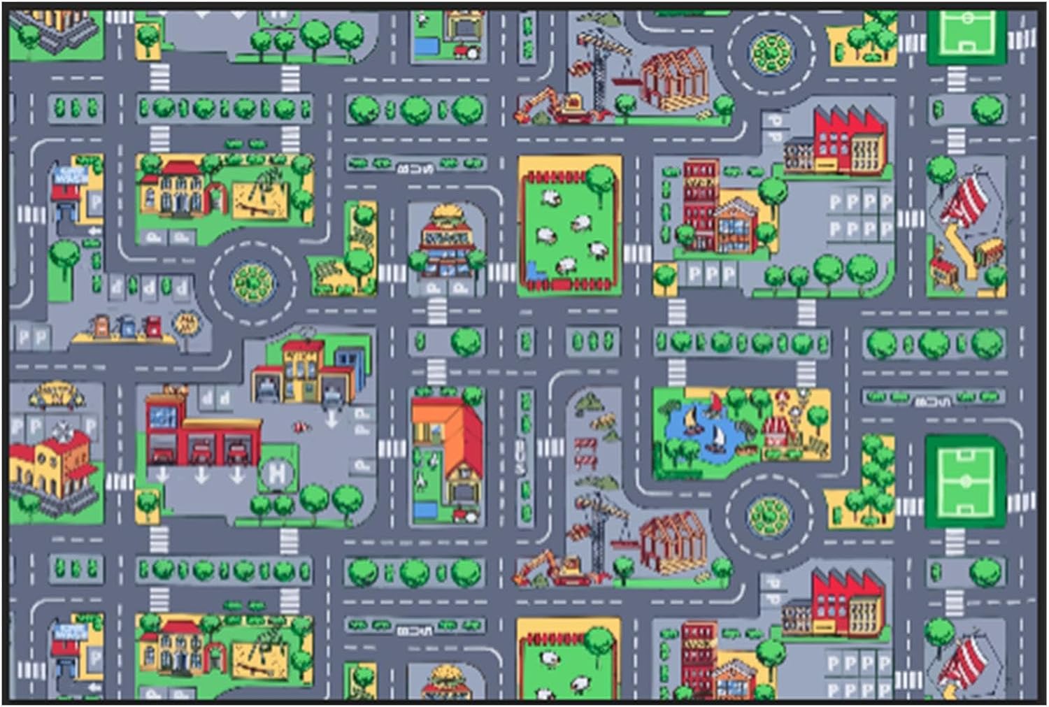 80x120cm Kids Rug Play Mat For Toy Car Childrens Road Play Mat Baby ...