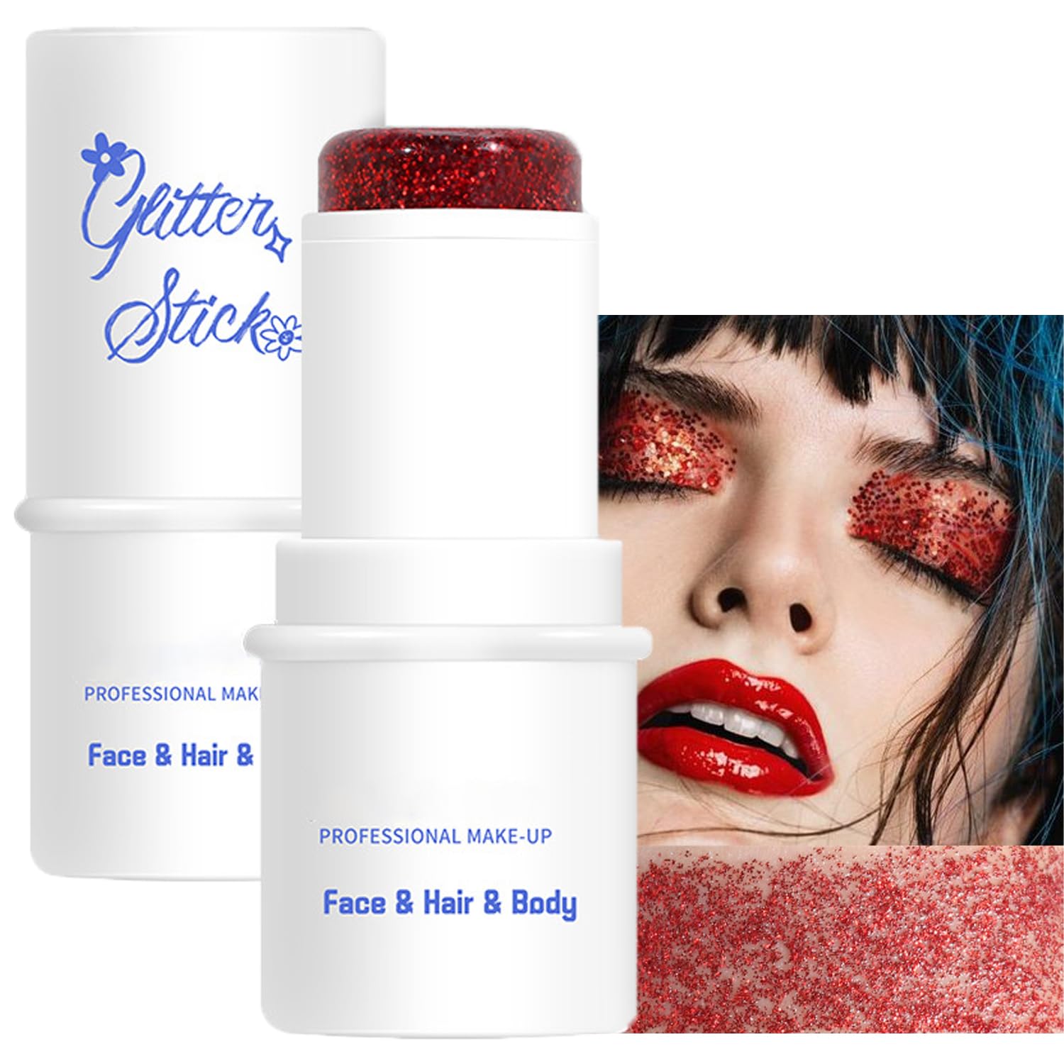 Snapklik.com : Red Body Glitter Stick, Face And Hair Glitter Gel For ...