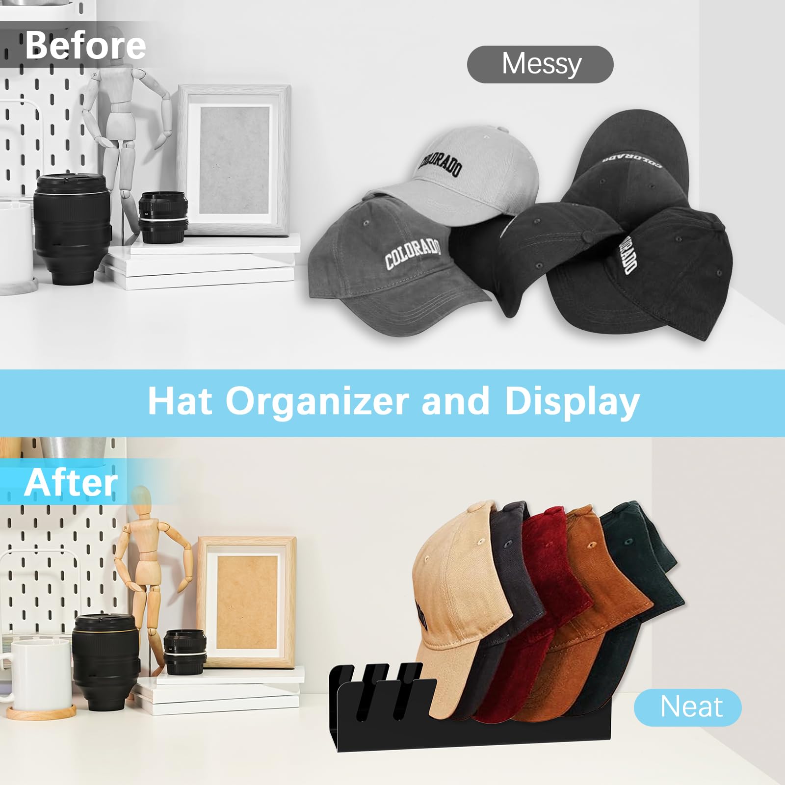 Snapklik.com : 4 Pack Hat Storage Organizer For Baseball Caps - Acrylic ...