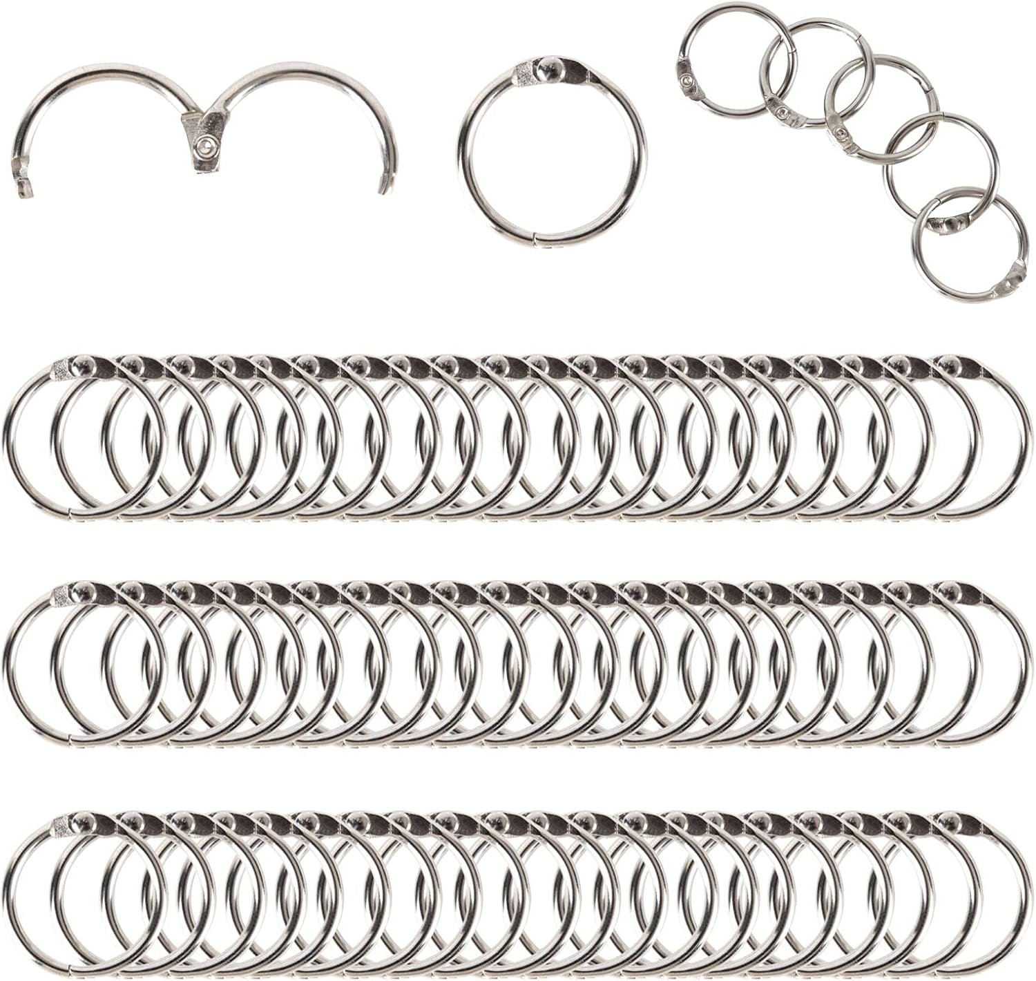 60Pcs 25mm/1inch Loose Leaf Binder Rings Index Card Rings Flash Card ...