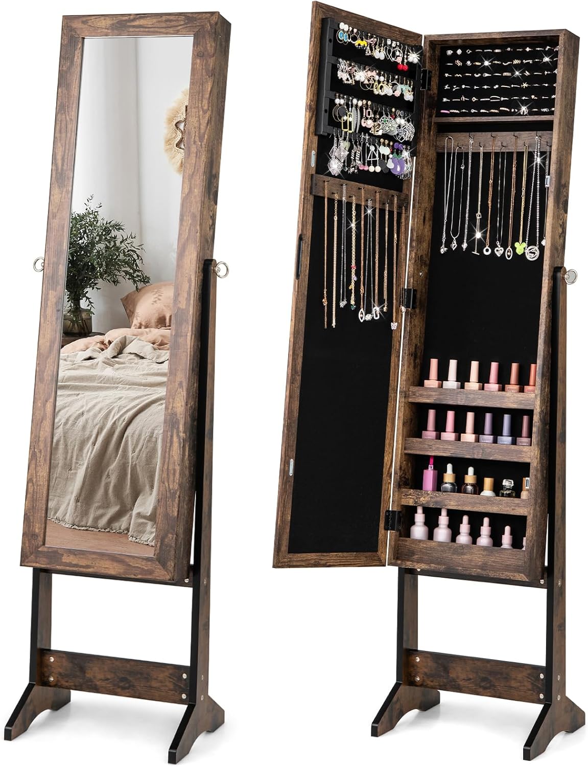 Amazon.com: Giantex Jewelry Cabinet with Full-Length Mirror, Standing ...