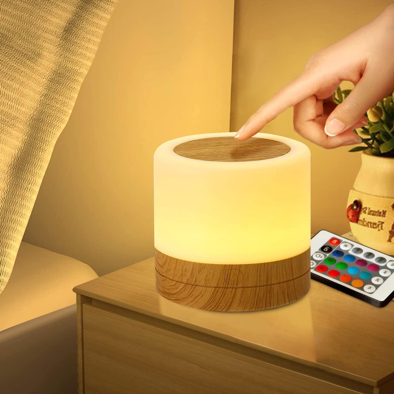 Taipow MINI LED Night Light with Remote Control, Rechargeable Touch ...