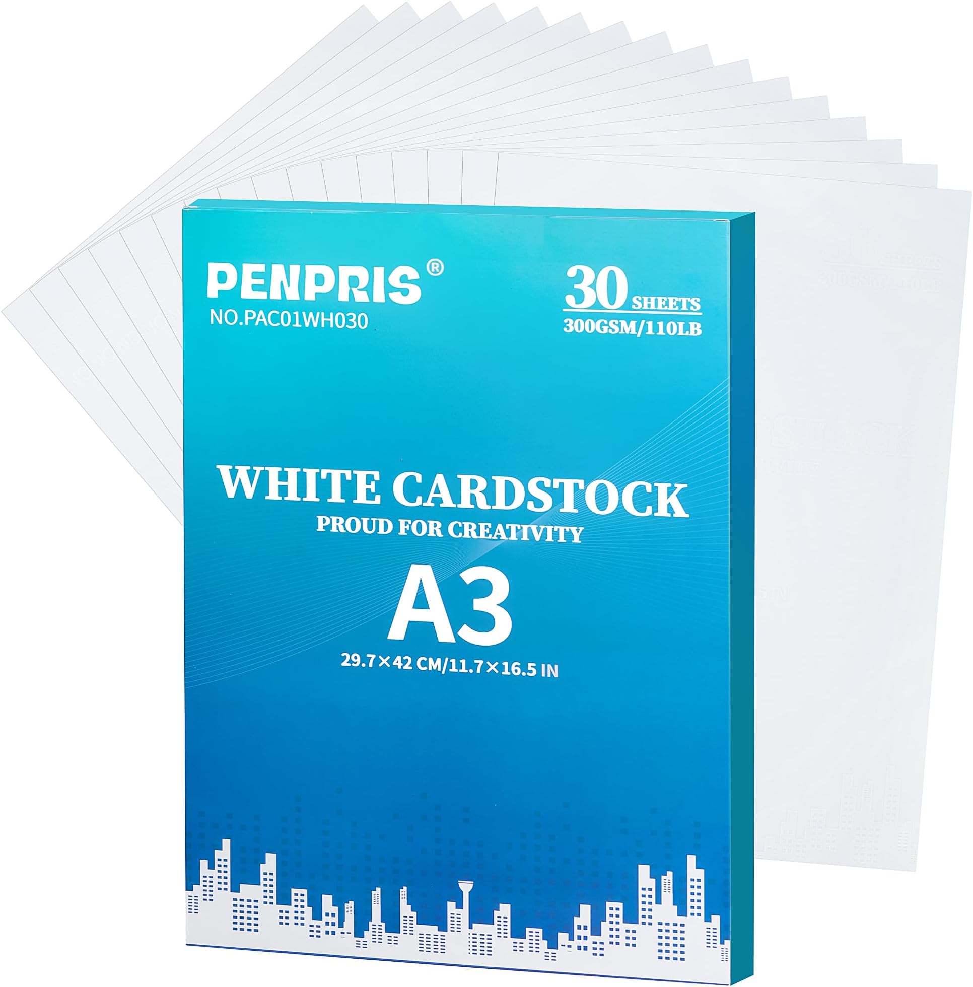 300gsm White Cardstock - 30 Sheets A3 Cardboard Paper Cover Card Stock ...