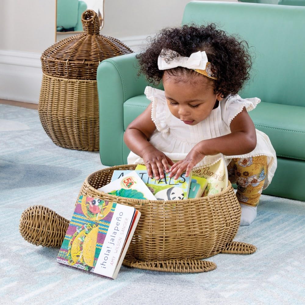 Amazon.com: Kaplan Early Learning Turtle Washable Wicker Floor Basket ...