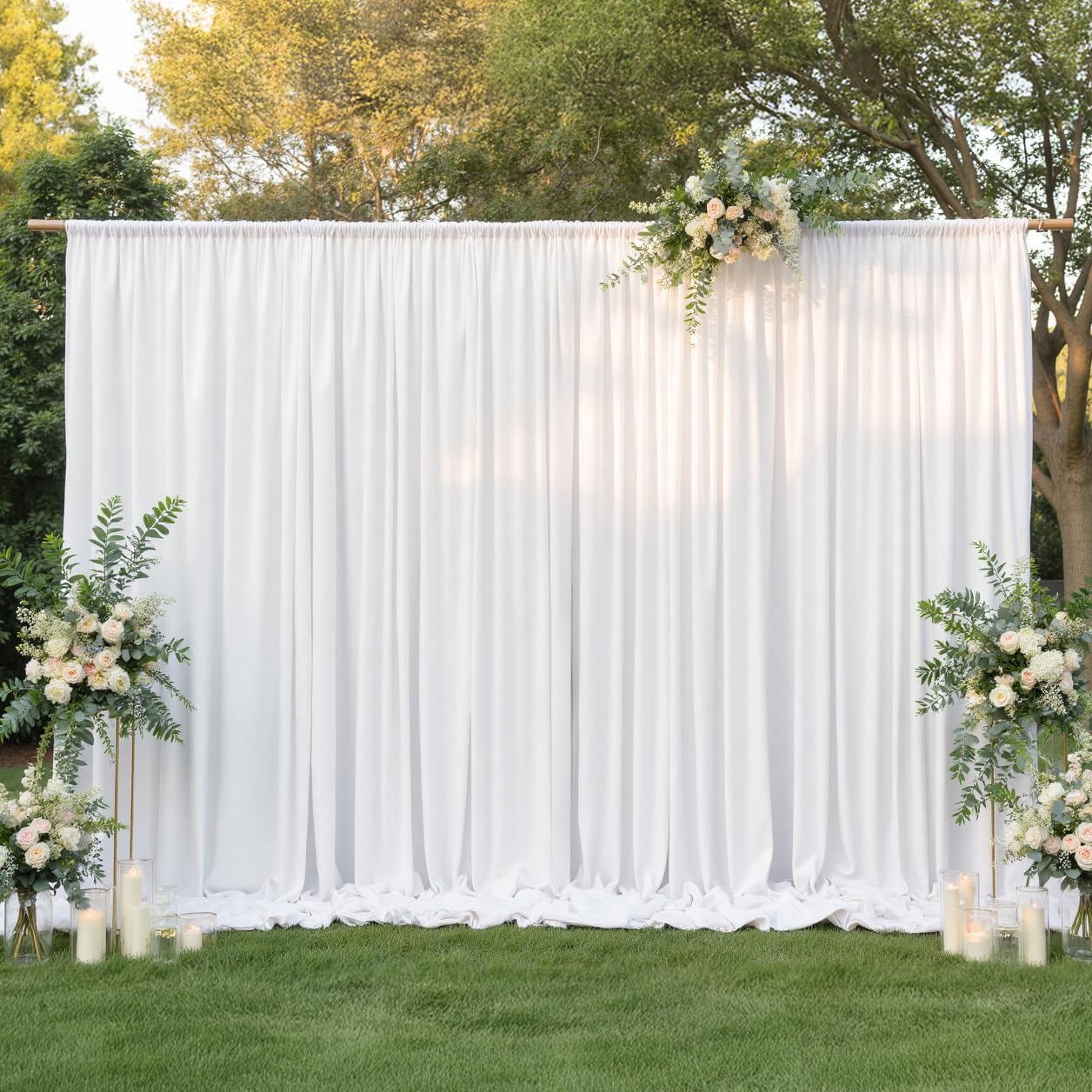 Amazon 20x10ft White Backdrop Curtain For Parties 2 Panels Each