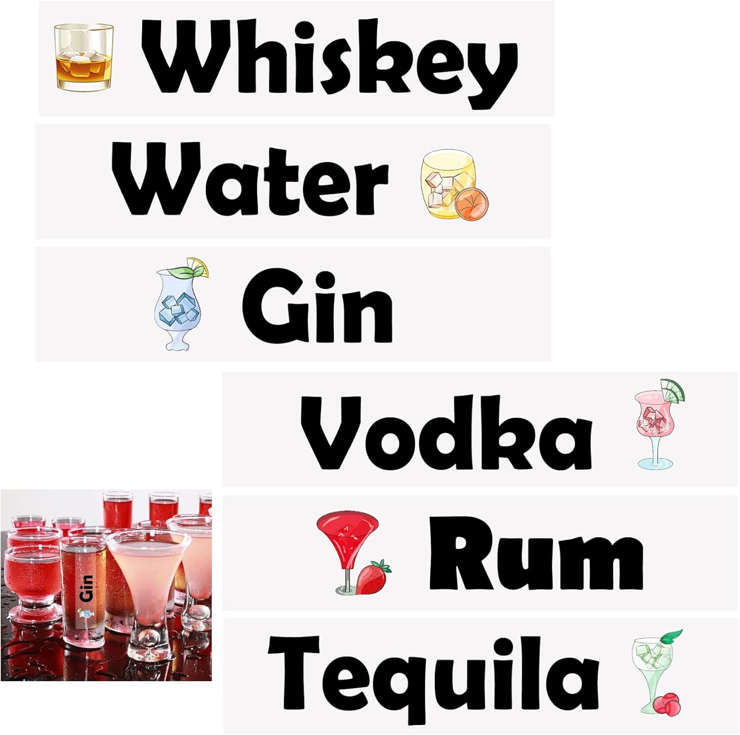 Amazon.com : Vinyl Bottle Labels and Decals for Cocktail Machine Glass ...