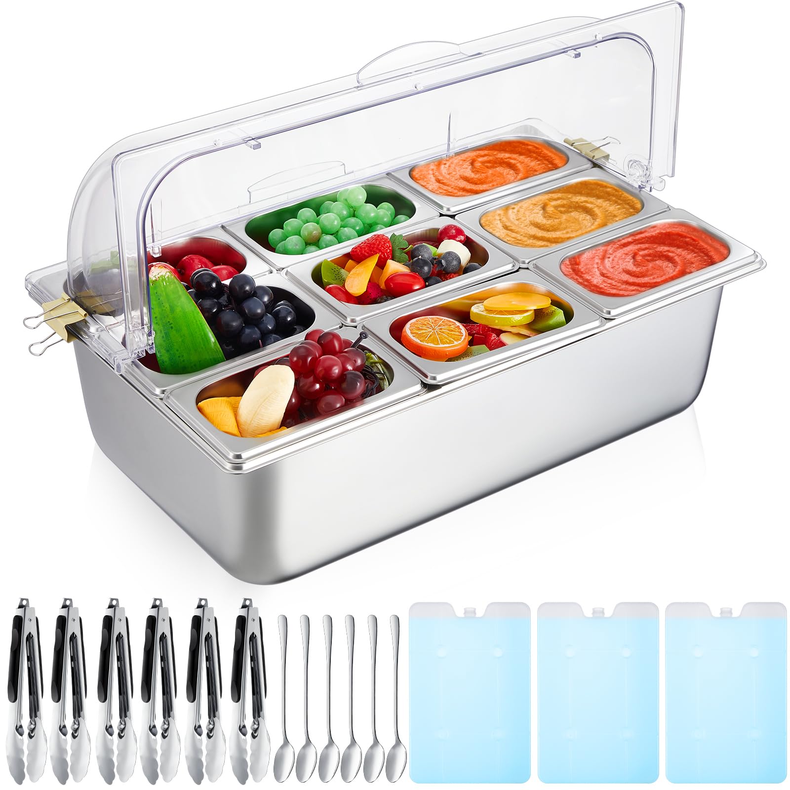 Amazon.com | 1 Set Ice Cooled Condiments Containers Bar Condiment Caddy ...