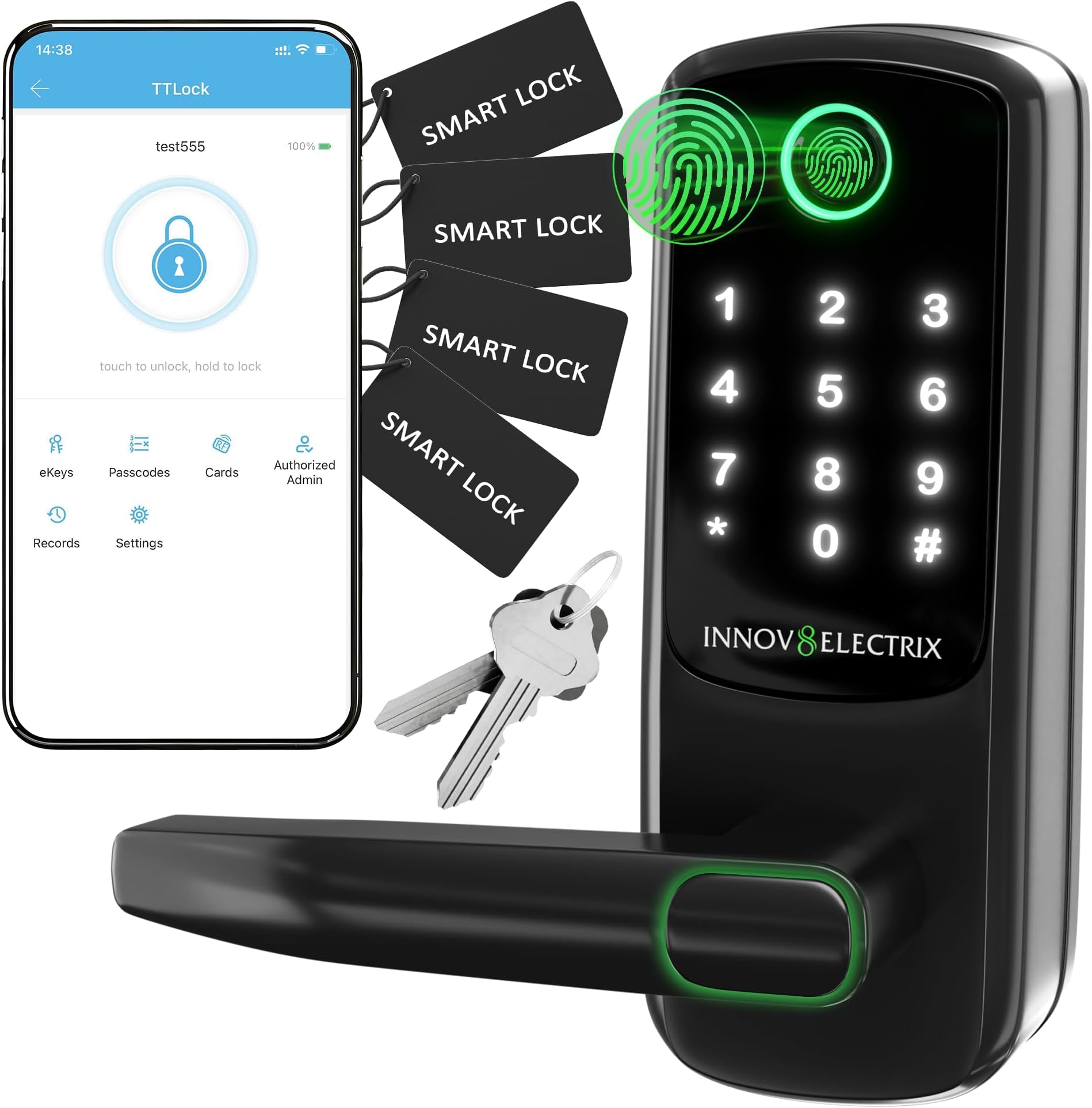 WiFi Smart Lock with Handle – Heavy Duty Keyless Entry Door Lock with ...
