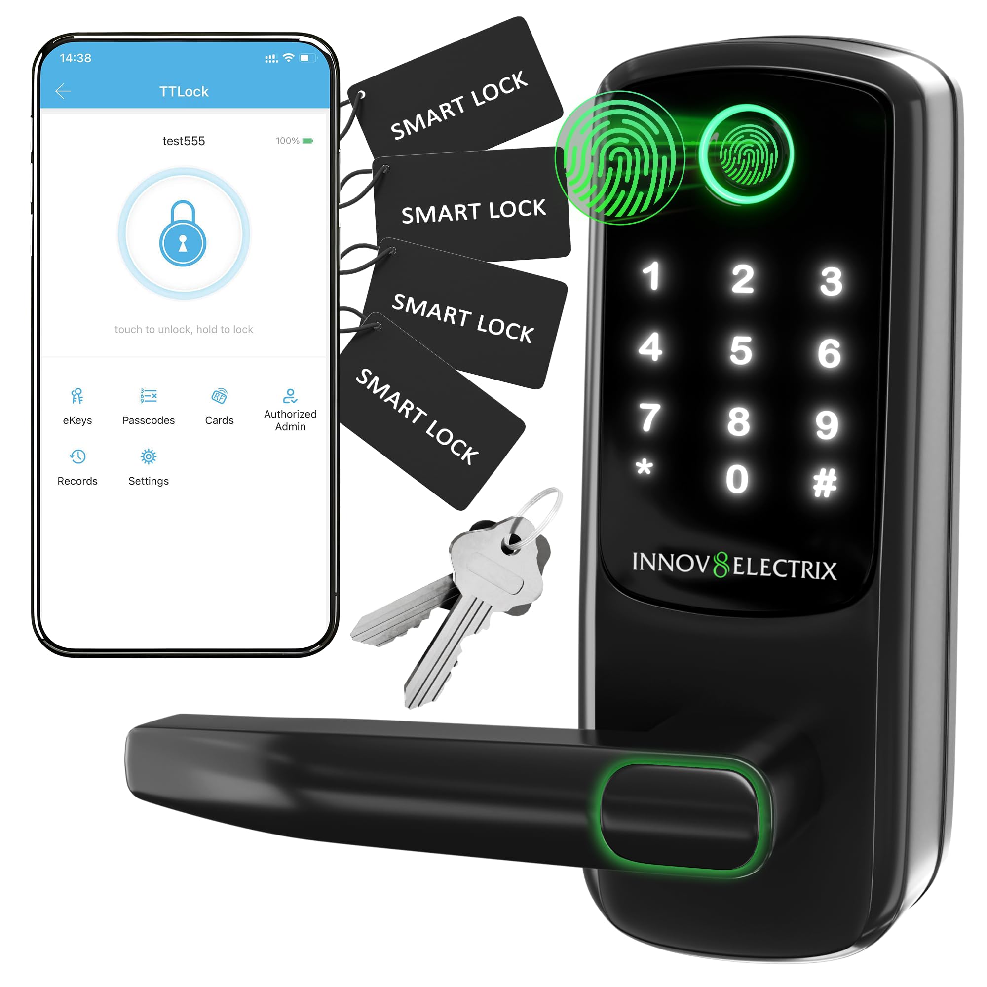 WiFi Smart Lock with Handle – Heavy Duty Keyless Entry Door Lock with ...