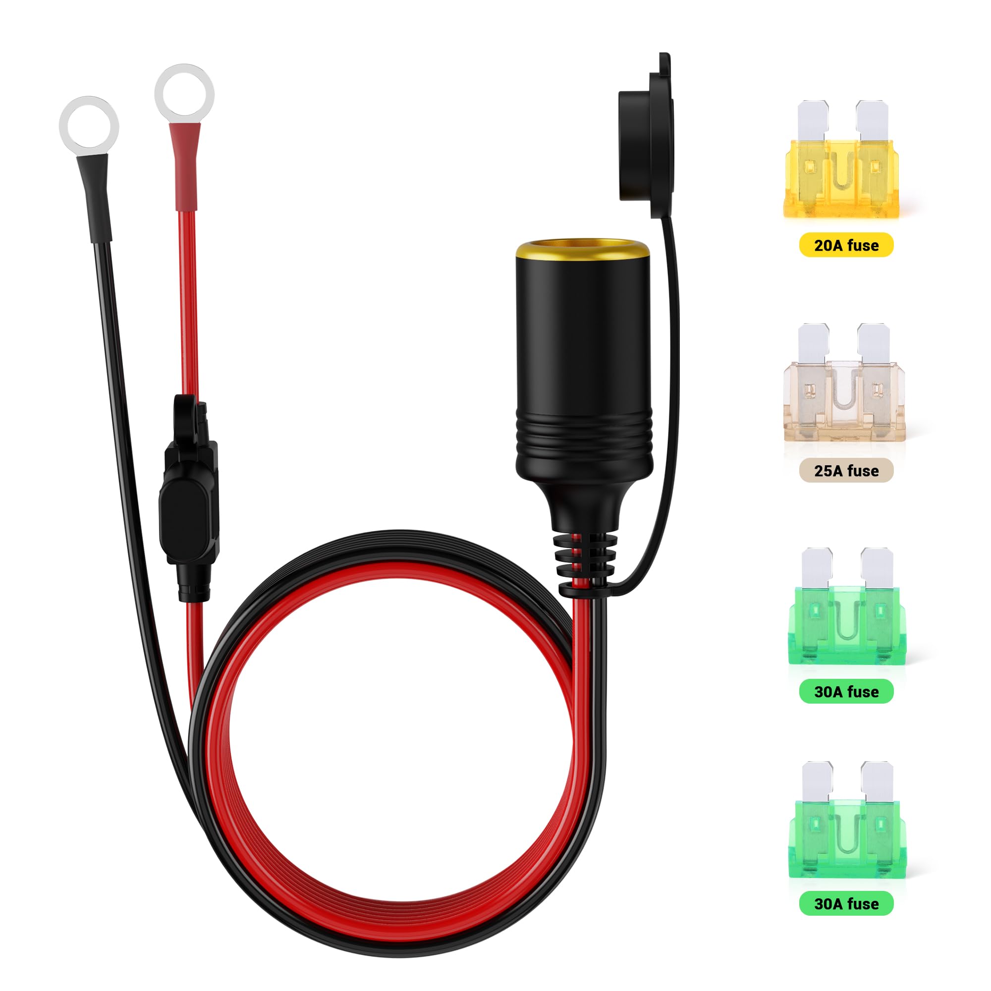 Amazon.com: MNJ MOTOR 8FT 12V/24V Cigarette Lighter Socket Extension ...