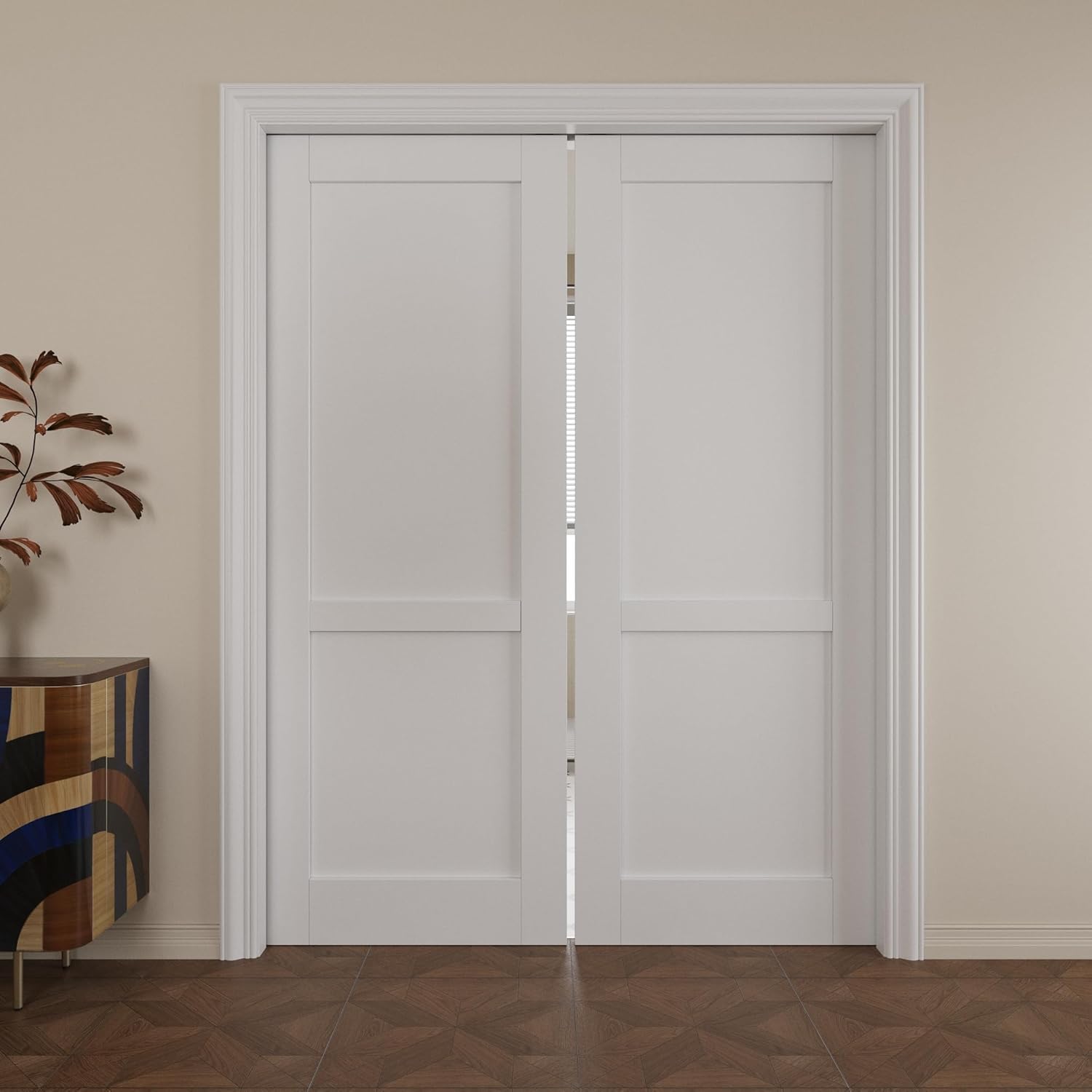 JUJUBON Soft-Close Sliding Pocket Doors 60" x 80", Solid Core MDF Door ...