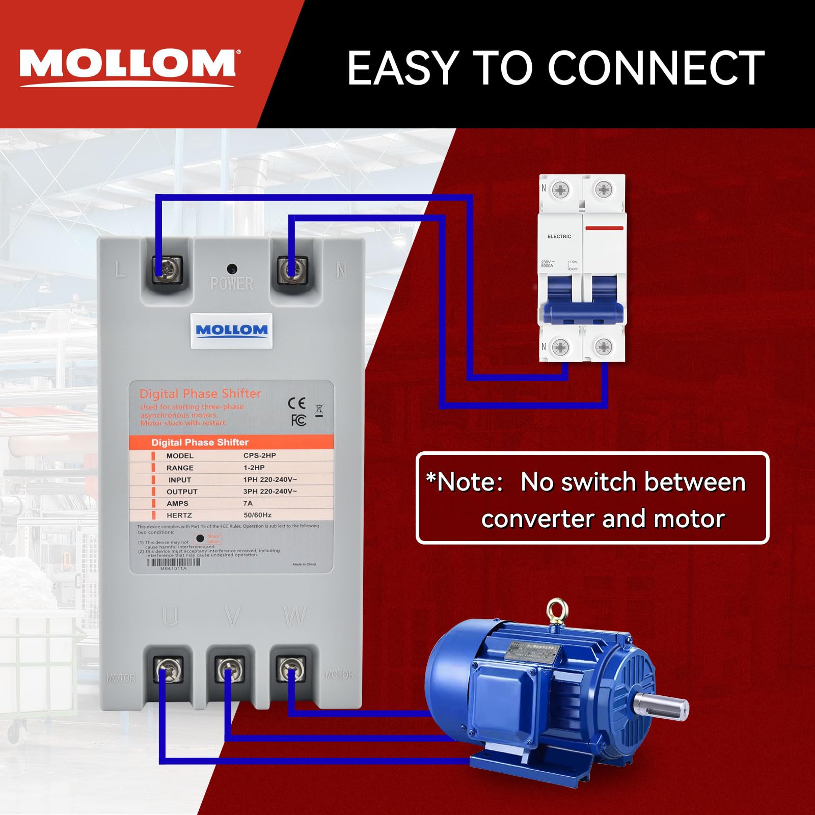 Snapklik.com : MOLLOM 3 Phase Converter, Digital Phase Shift 1.5KW 2HP ...
